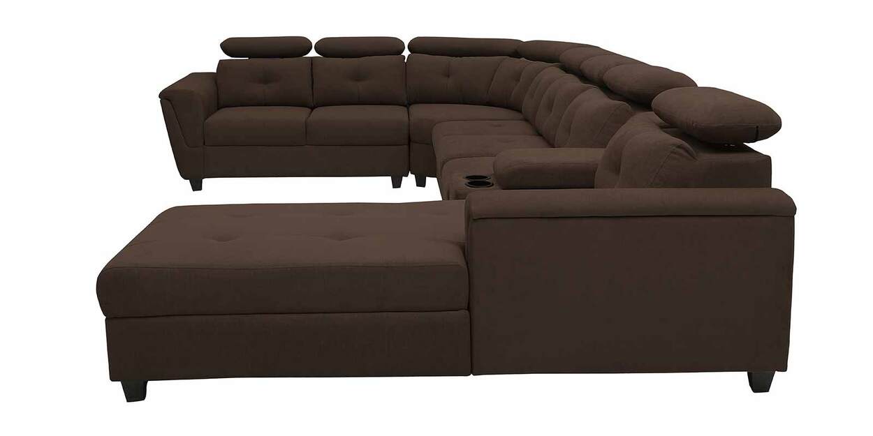 Buy Impero Fabric Corner Sofa in Chestnut Brown Colour in C Shape by ...