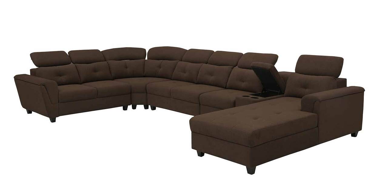 Buy Impero Fabric Corner Sofa in Chestnut Brown Colour in C Shape by ...
