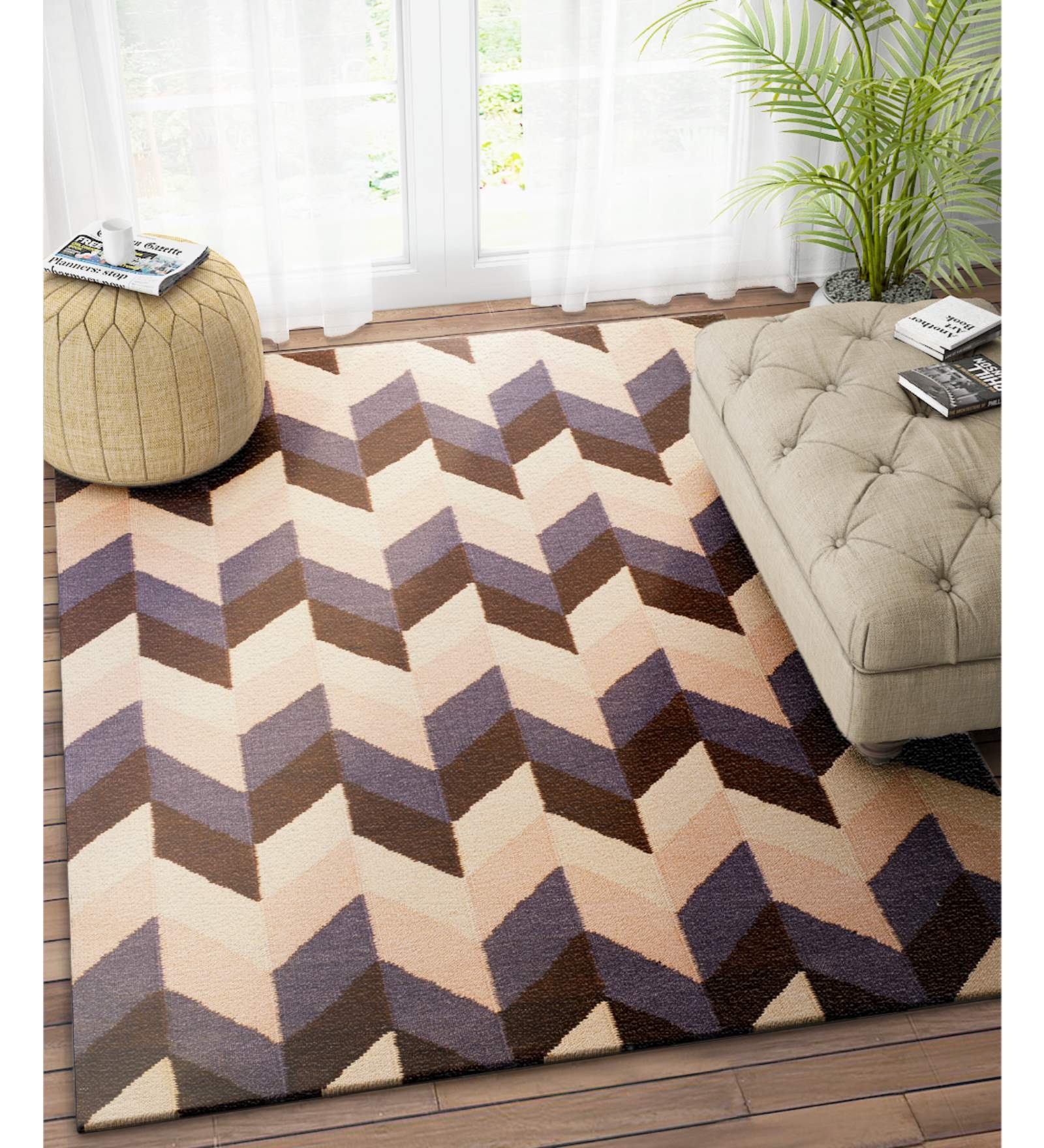 Buy Geometric Pattern Wool 4 x 6 feet Hand Woven Carpet by Imperial ...