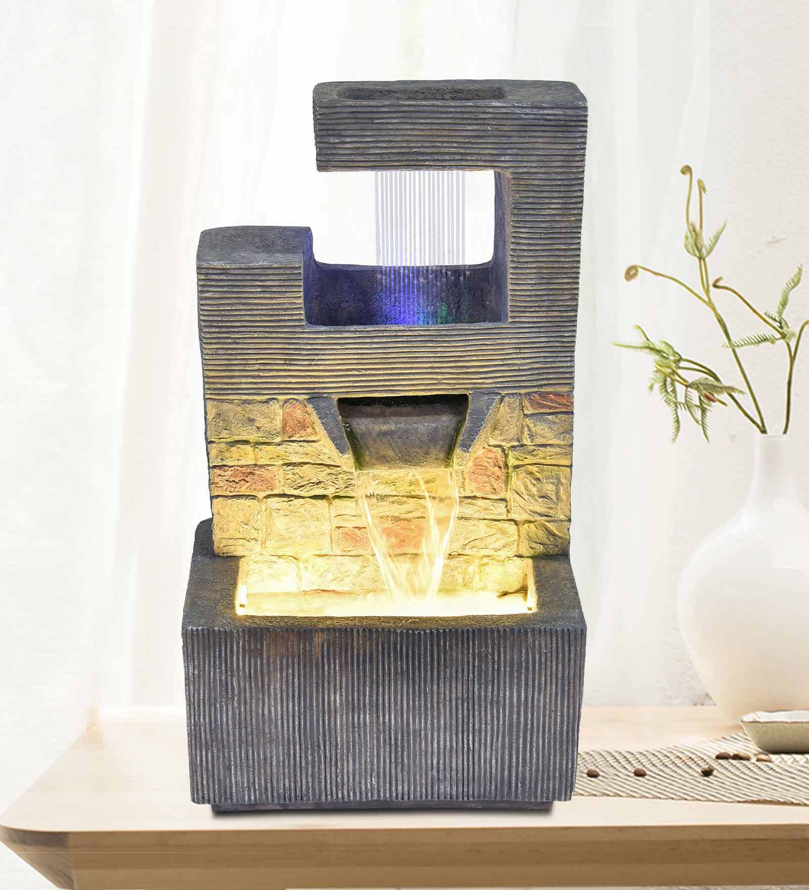 Buy Impression Waterfall Grey Polyresin Water Fountain by HomeTown at ...