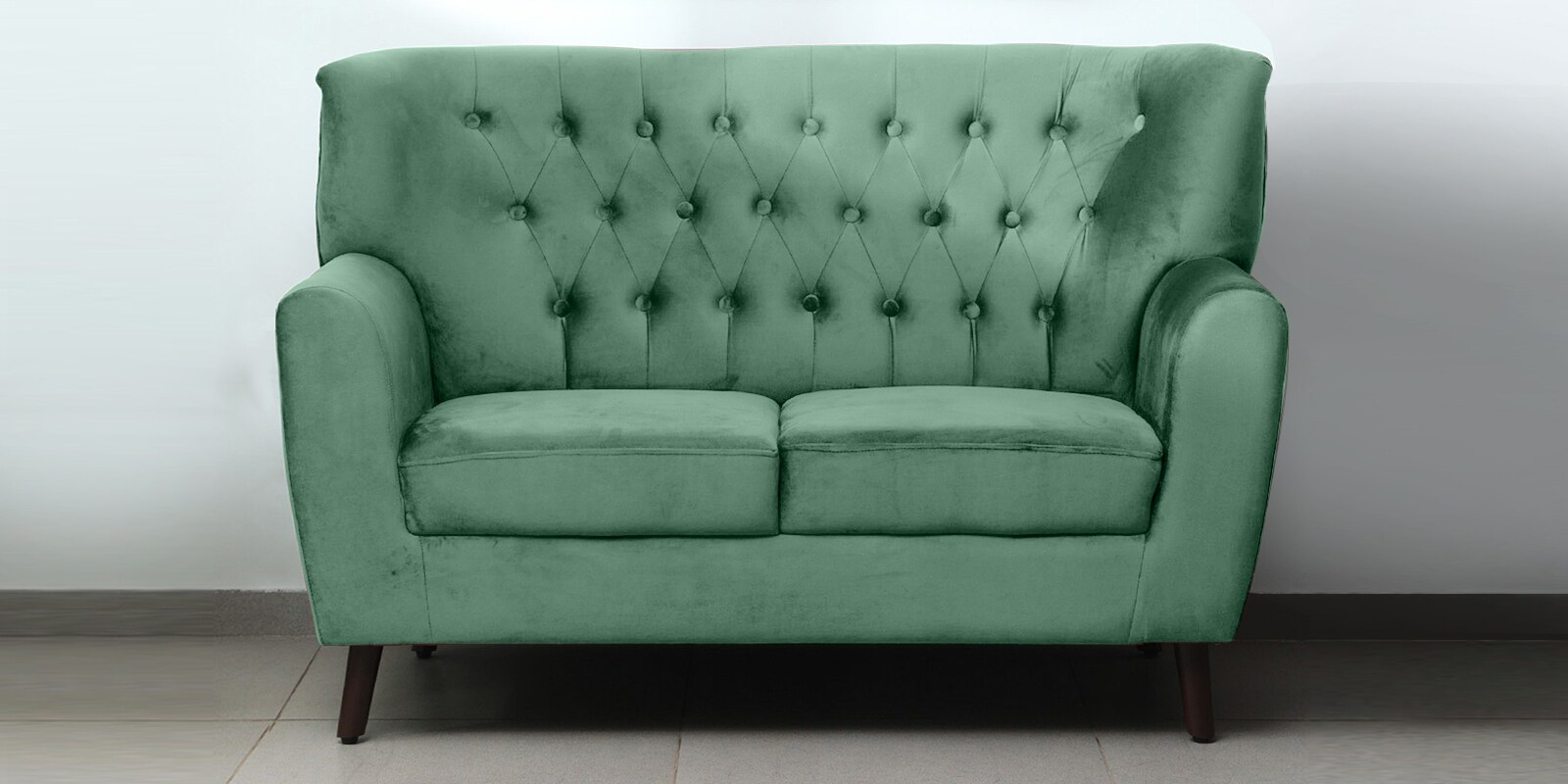 Buy Imelda Velvet 2 Seater Sofa in Mint Green Colour at 7% OFF by ...