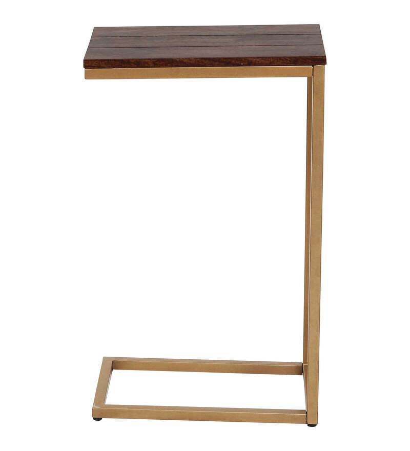Buy Imel Metal C-Shape End Table in Chestnut Finish by AVA DESIGNZ ...
