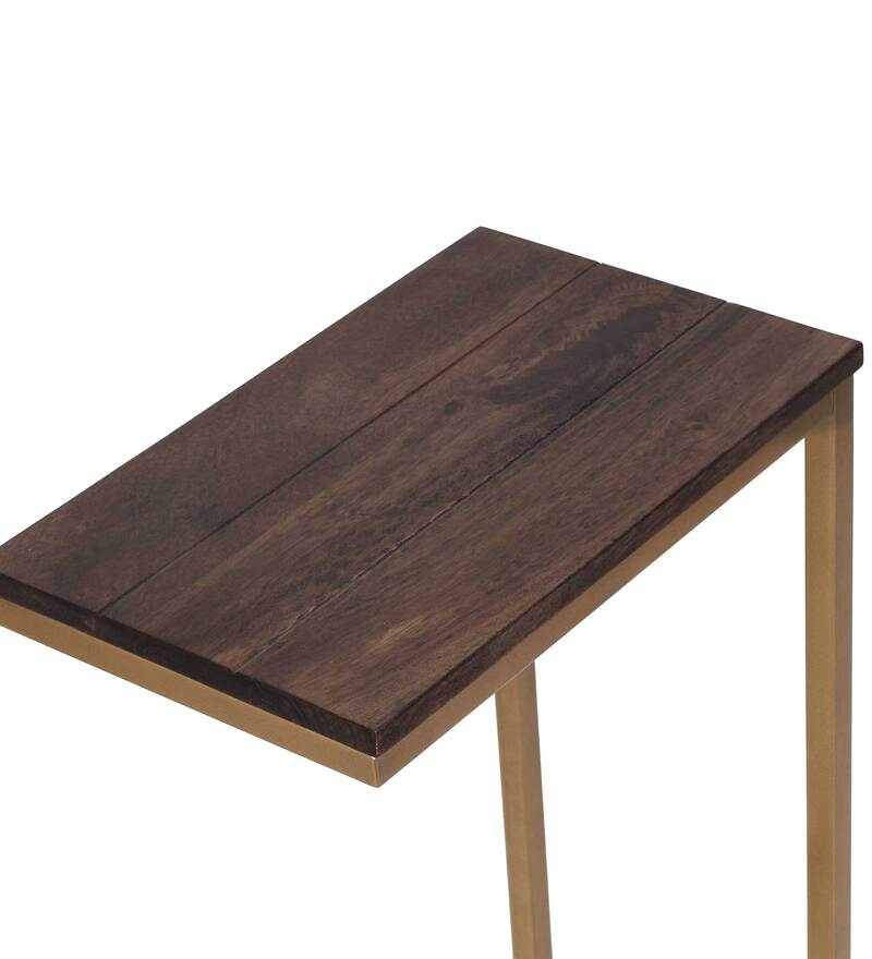 Buy Imel Metal C-Shape End Table in Chestnut Finish by AVA DESIGNZ ...