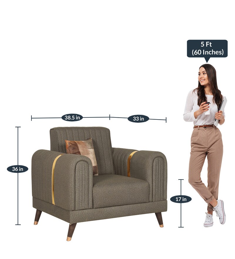 Buy Imperial 1 Seater Sofa In Coffee Brown Colour By Trevi Furniture ...