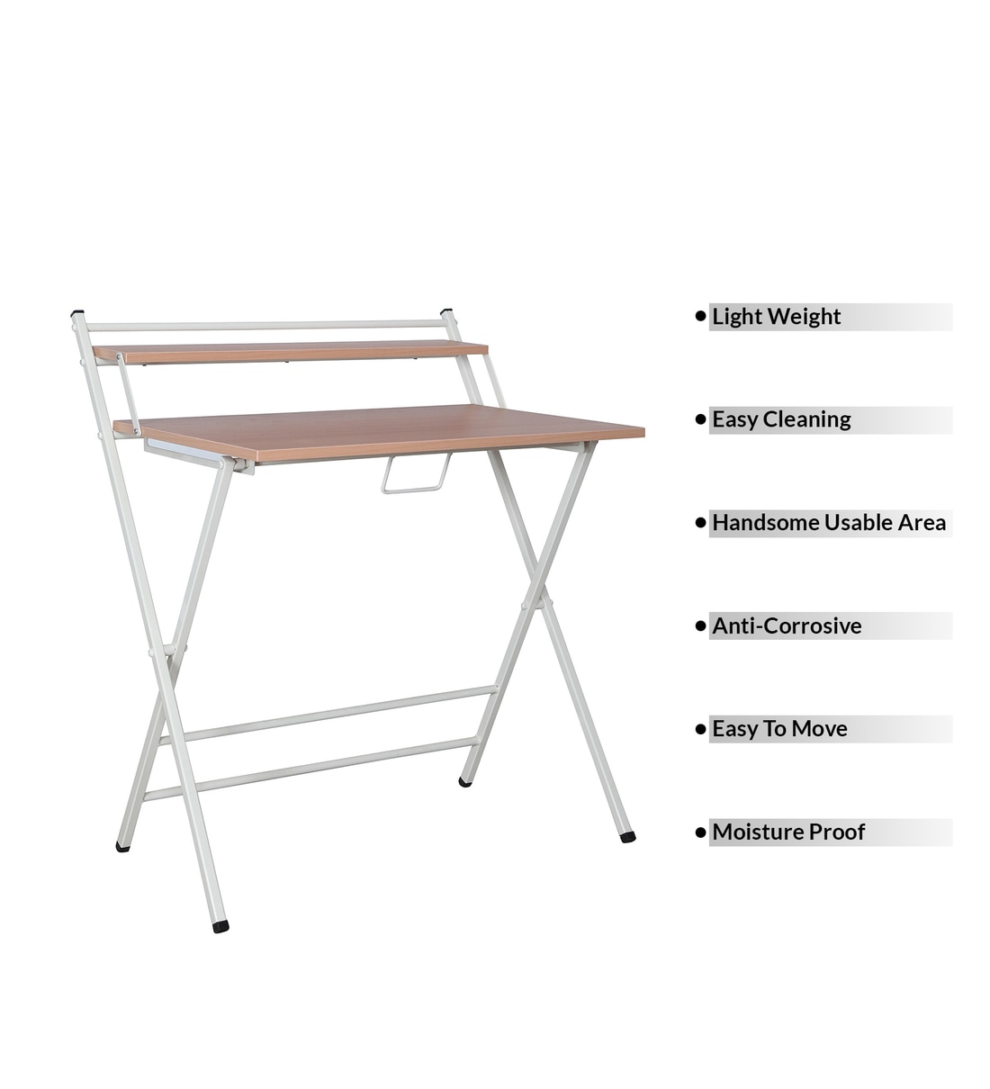 Buy Indiana Metal Foldable Study Table in Bavarian Beech Finish Online ...