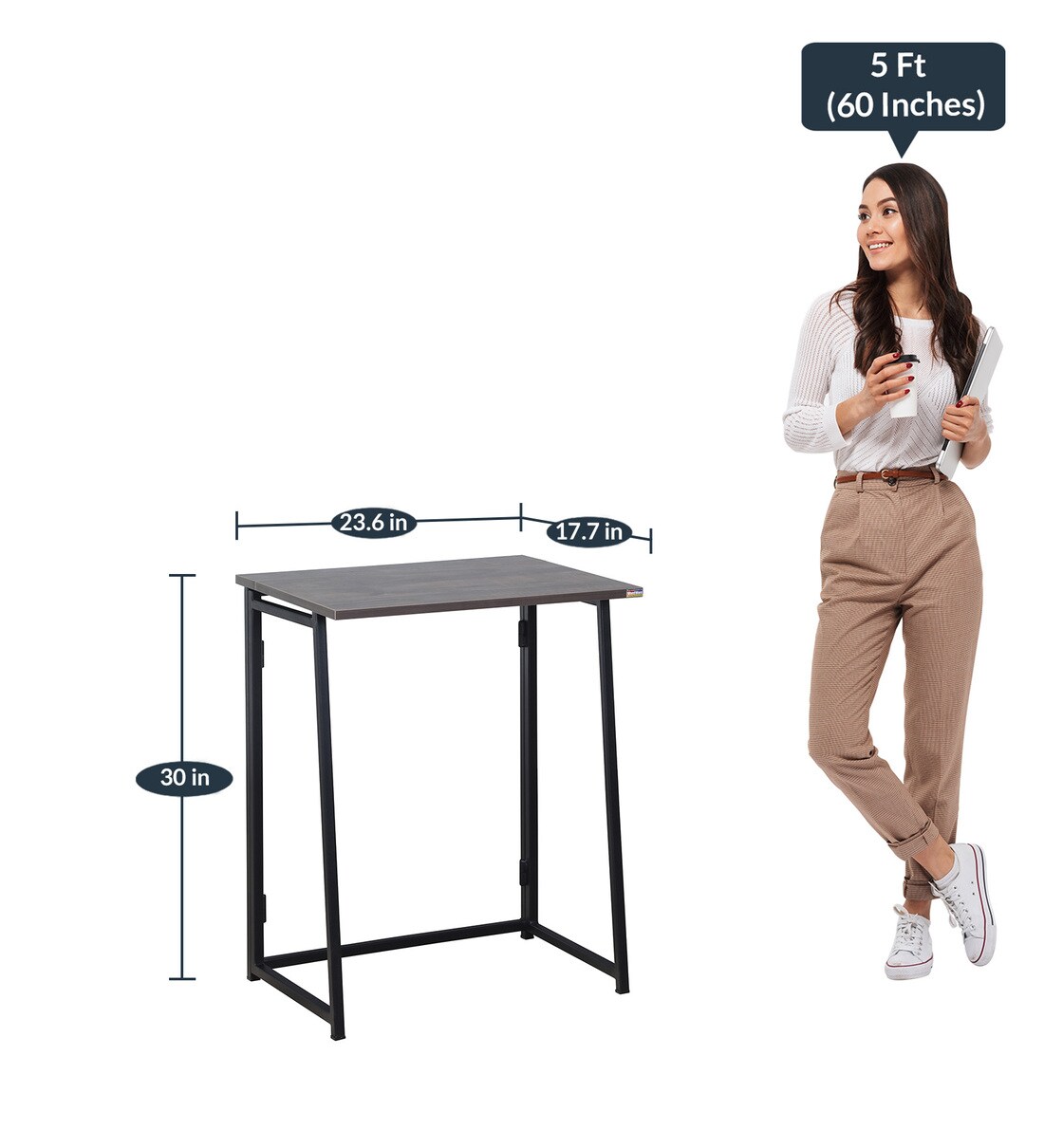 Buy Indiana Foldable Study Table in Coach Wood Finish by Woodware ...