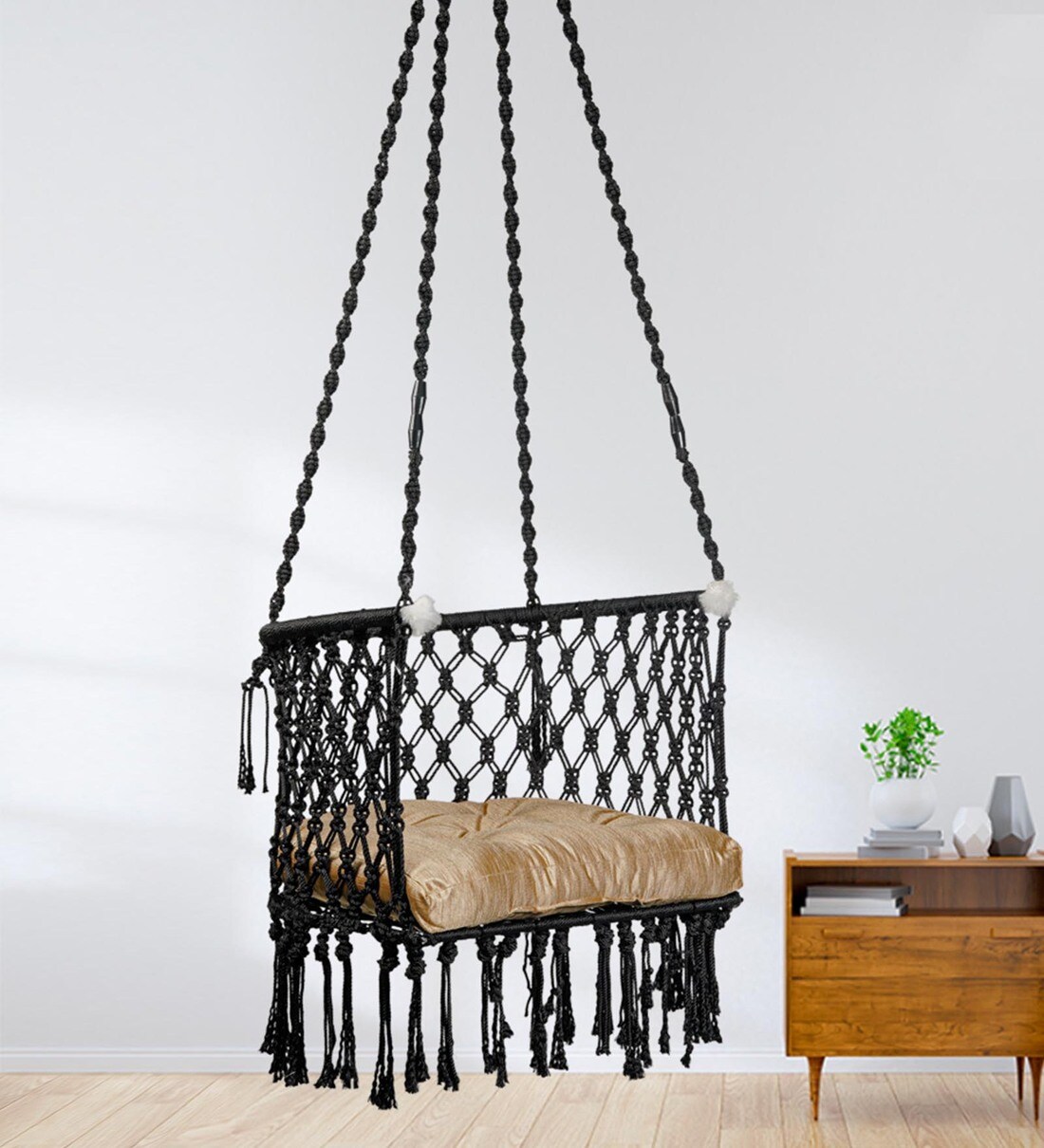 Buy Indoor Fabric Swing in White & Golden Colour at 58% OFF by Patiofy ...