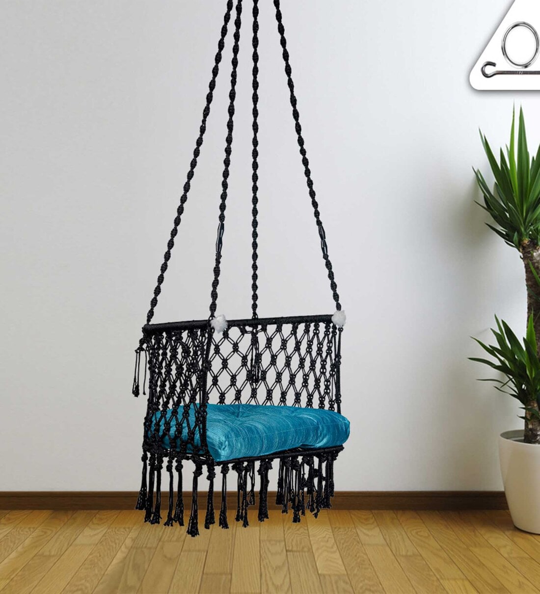 Buy Indoor Fabric Swing in Black & Blue Colour at 58% OFF by Patiofy ...