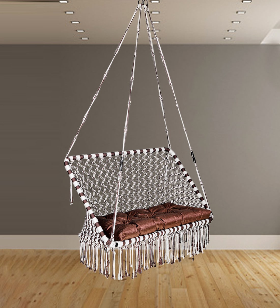 Buy Indoor Fabric Swing in White & Brown Colour at 50% OFF by Patiofy ...