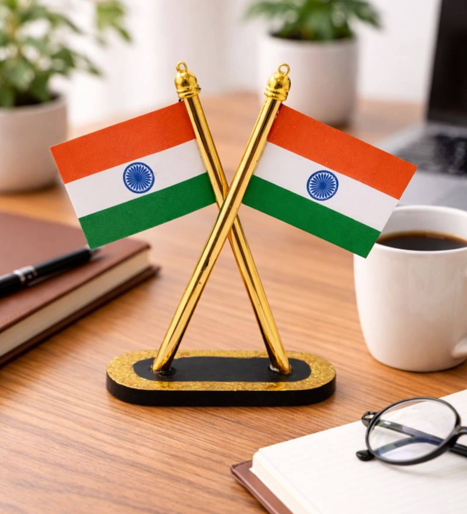 Buy Double Sided Cross Design Golden Indian Flag Table Top at 72% OFF ...