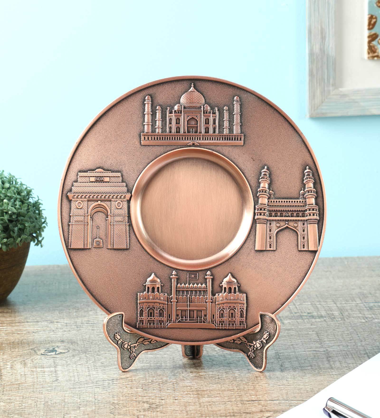 Buy Indian Handcrafted Embossed Metal Plate Showpiece by Anantaran ...