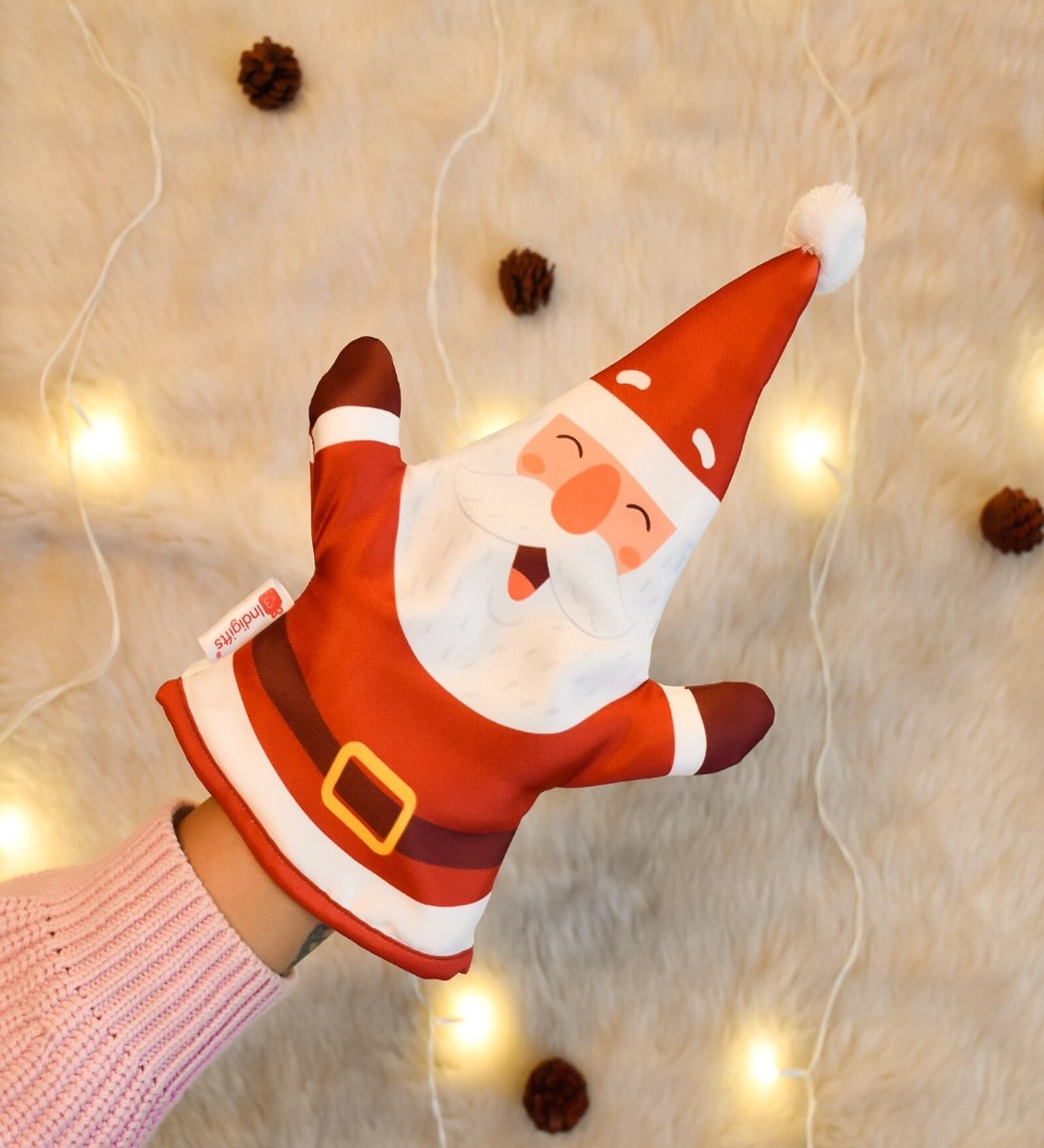 Buy Christmas Gift Box for Fun Santa Printed Red Hand Puppet at 67% OFF ...