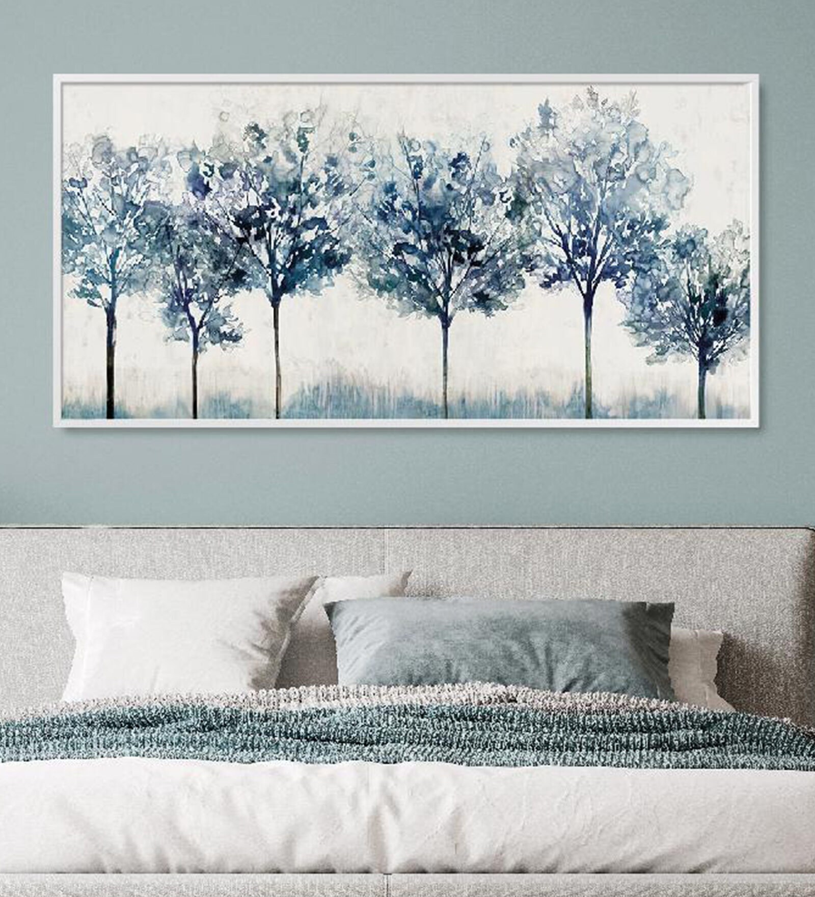 Buy Indigo Forest Multicolor Canvas Framed Landscape Art Print at 19% ...