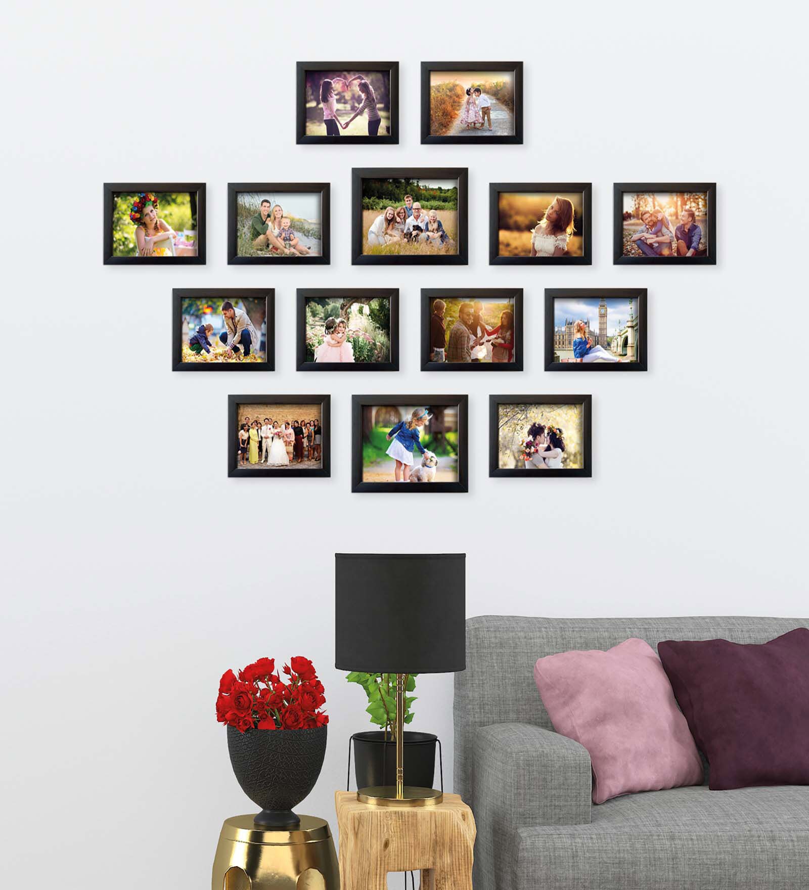 Buy Brown Synthetic Wood Indivisual (Set Of 14) Wall Hanging Collage ...