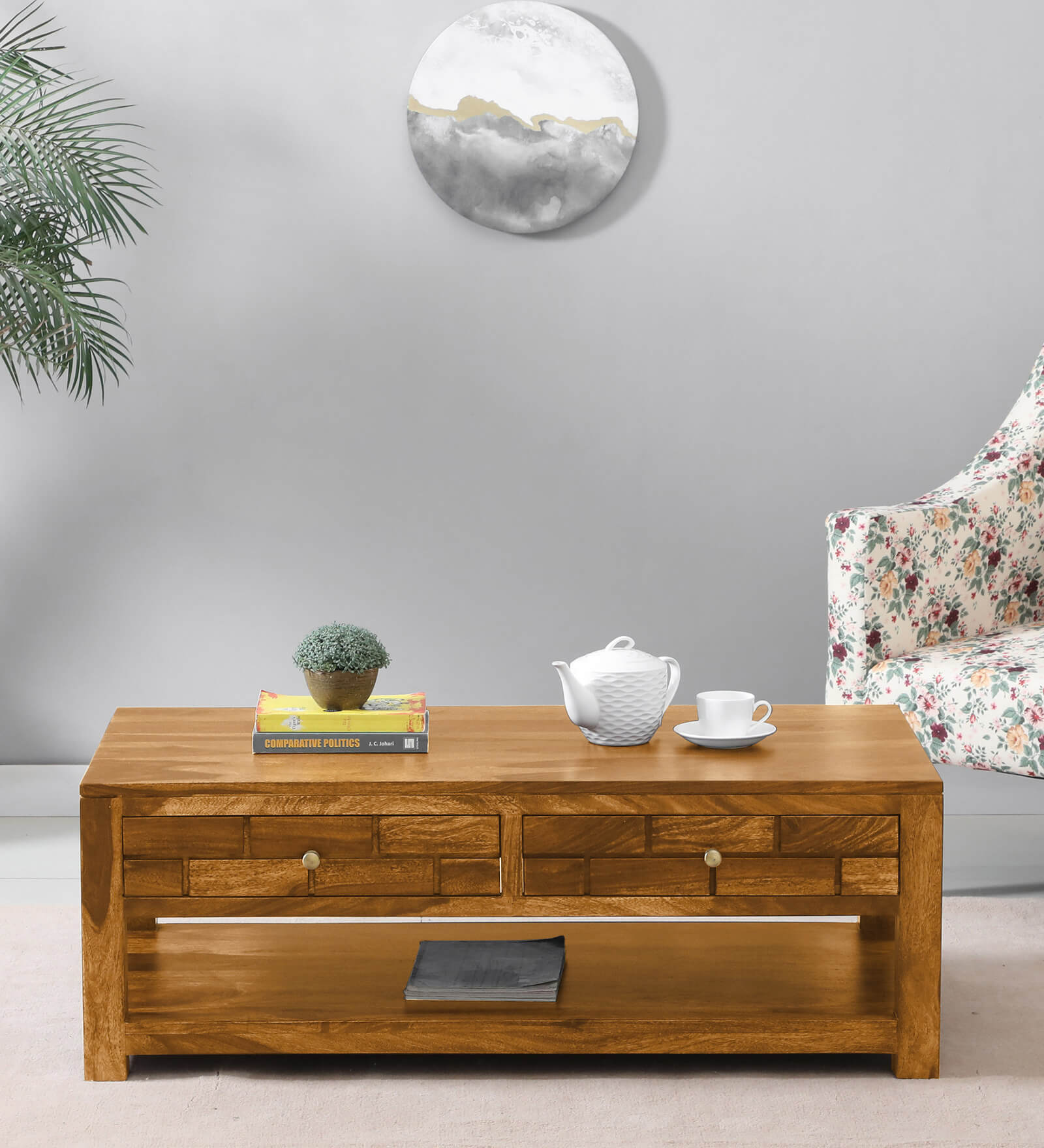 Buy Indus Sheesham Wood Coffee Table In Rustic Teak Finish at 7% OFF by ...