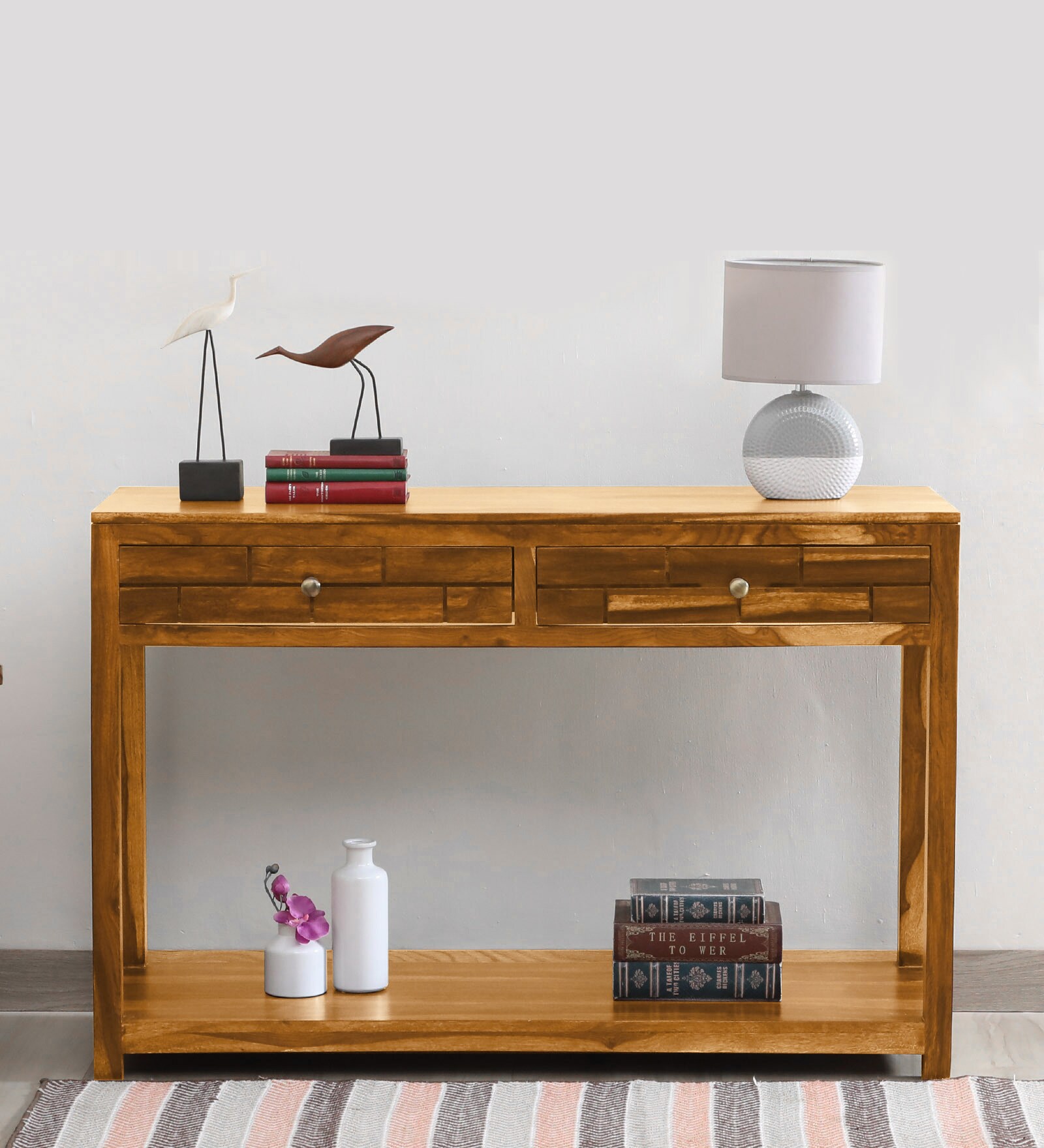 Buy Indus Sheesham Wood Console Table In Rustic Teak Finish at 3% OFF ...