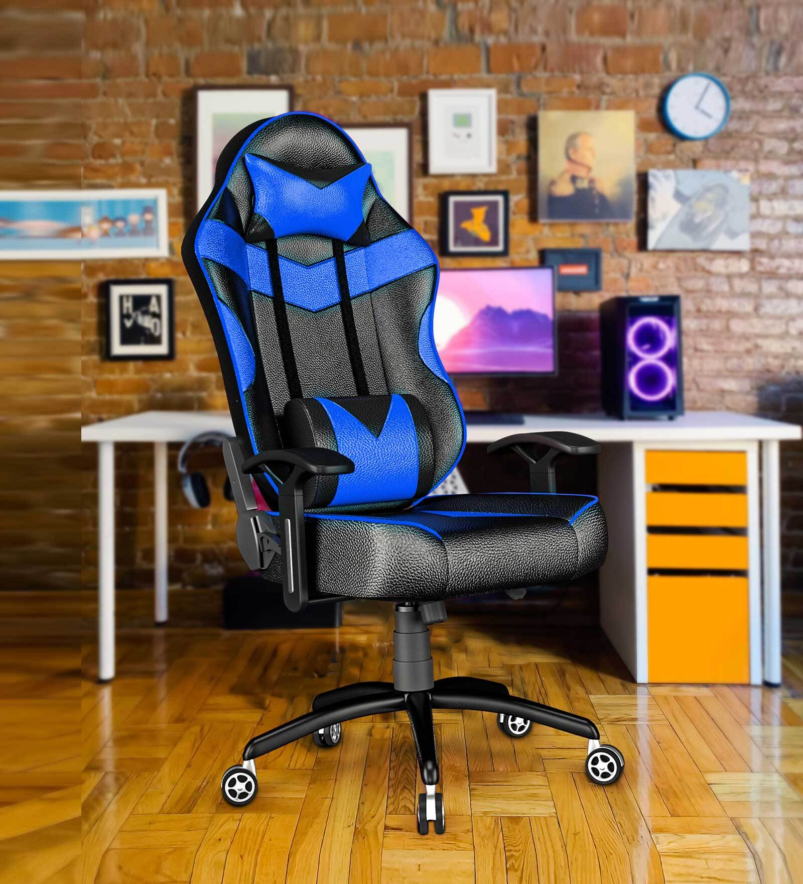 Buy Infinity Leatherette Gaming Chair in Blue & Black Colour at 59% OFF ...
