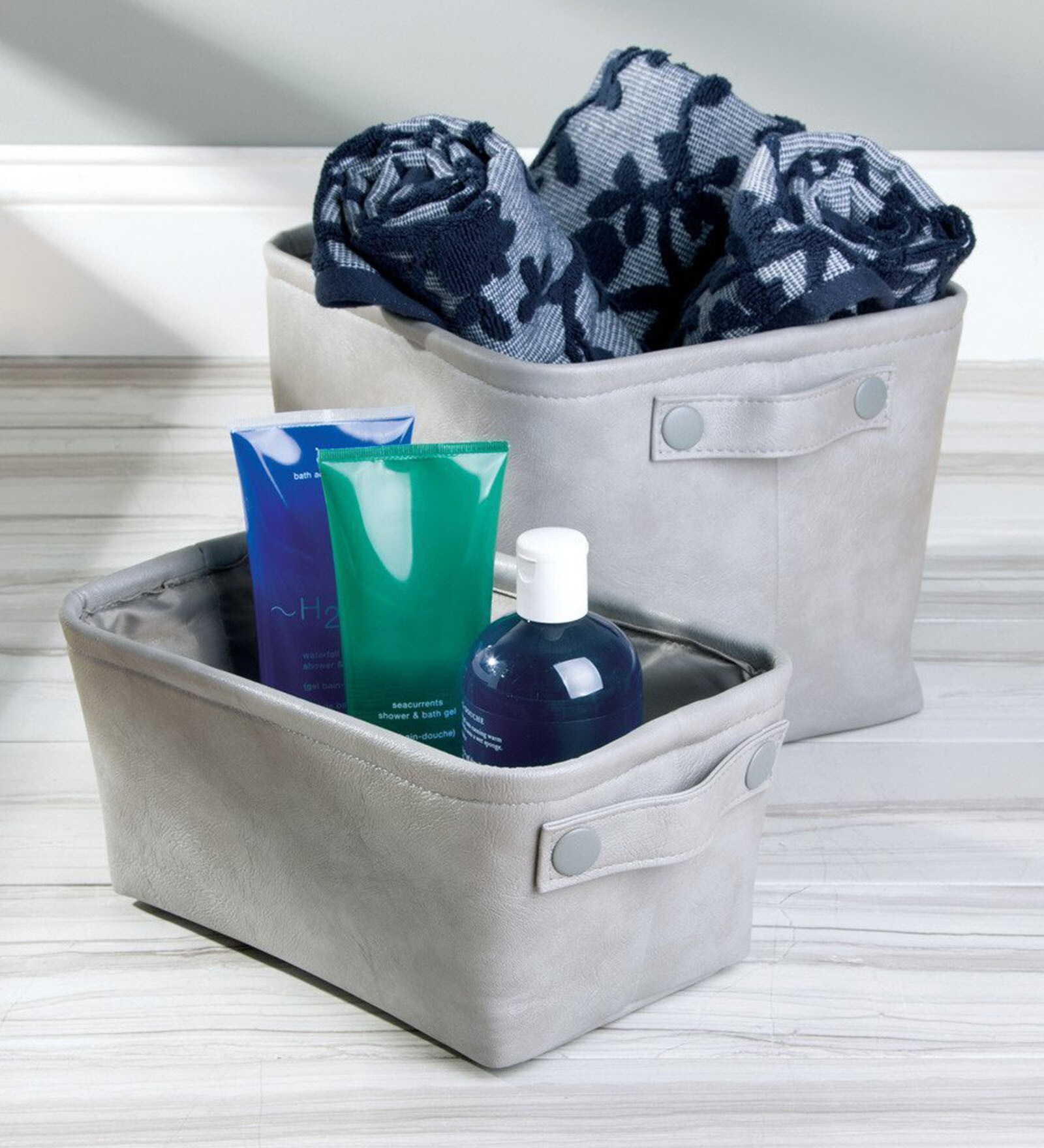 Buy Interdesign Lauren Leather Bathroom Medium Storage Bin Online ...