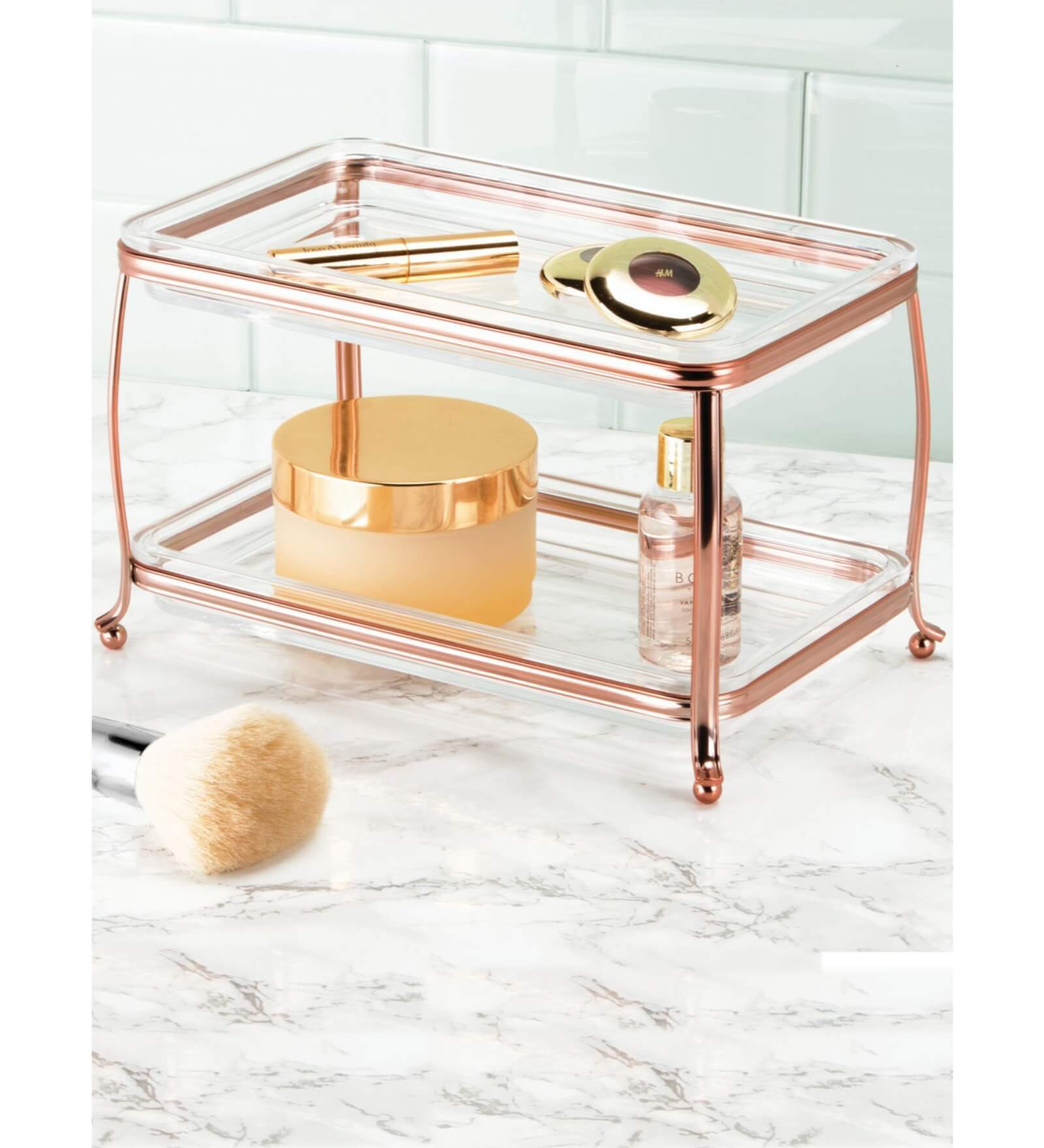 Buy Interdesign York Lyra Rose Gold Double Vanity Tray Online - Makeup ...
