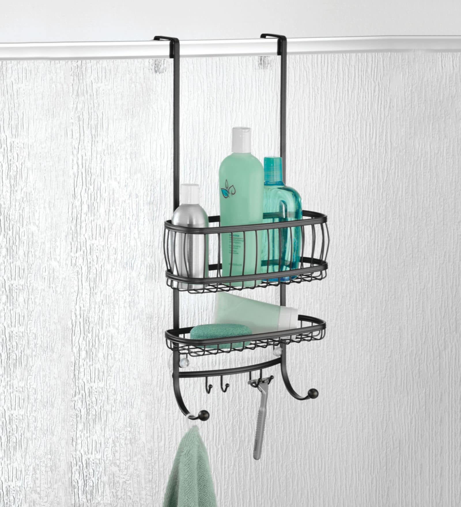 Buy Stainless Steel & PVC Matte Black Two Tier Shower Caddy Online ...