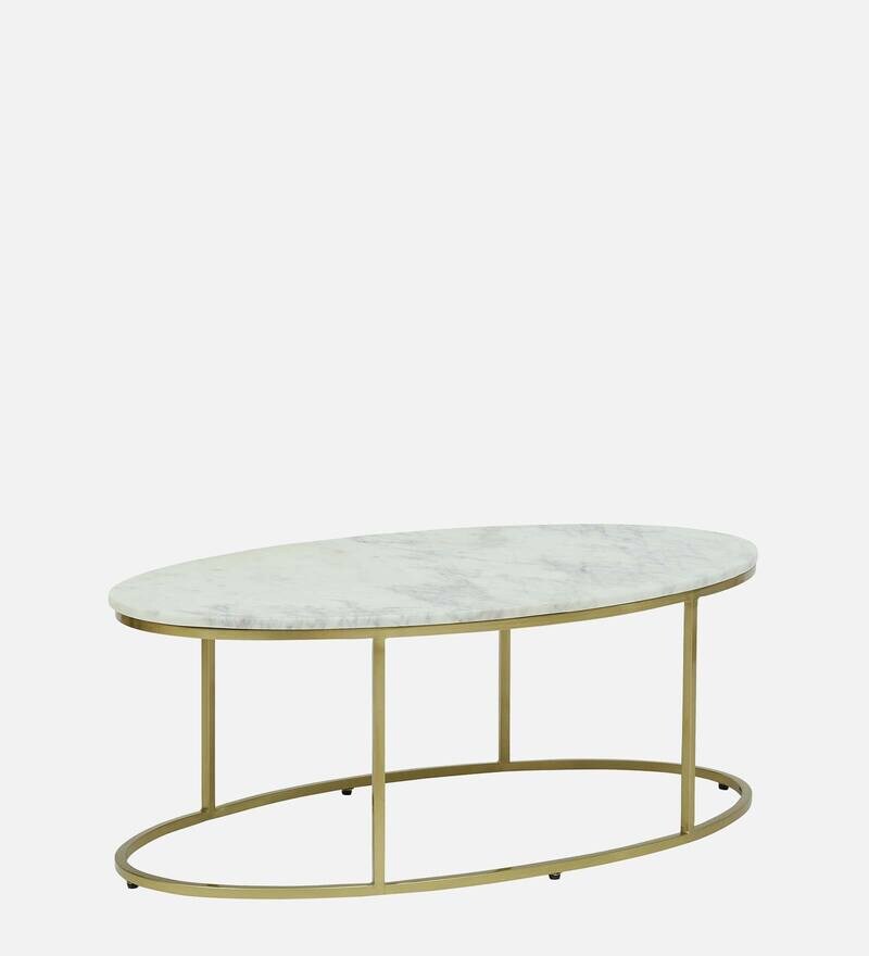 Buy Bonita Metal Coffee Table In White Colour With Marble Top Online ...
