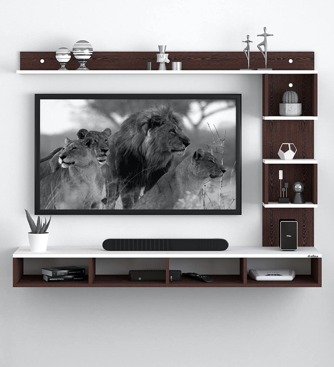 Buy Irina Wall Mount TV Unit For TV Upto 43\ in Wenge White Finish at ...