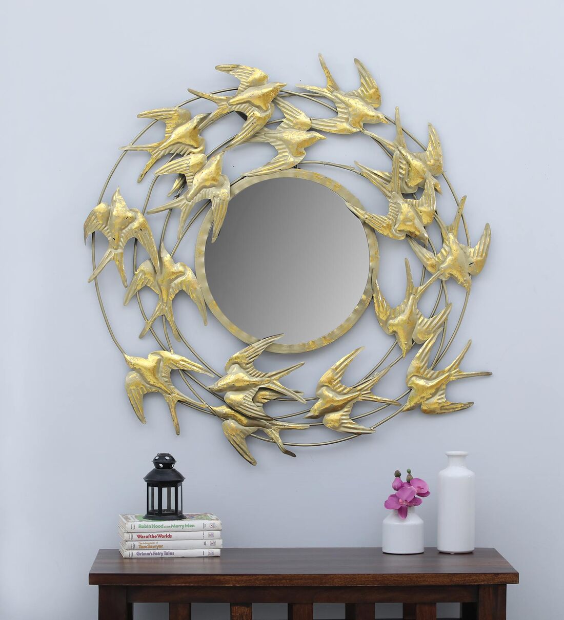 Buy Iron Birds Around Wall Mirror at 5% OFF by Deco Kraftee | Pepperfry