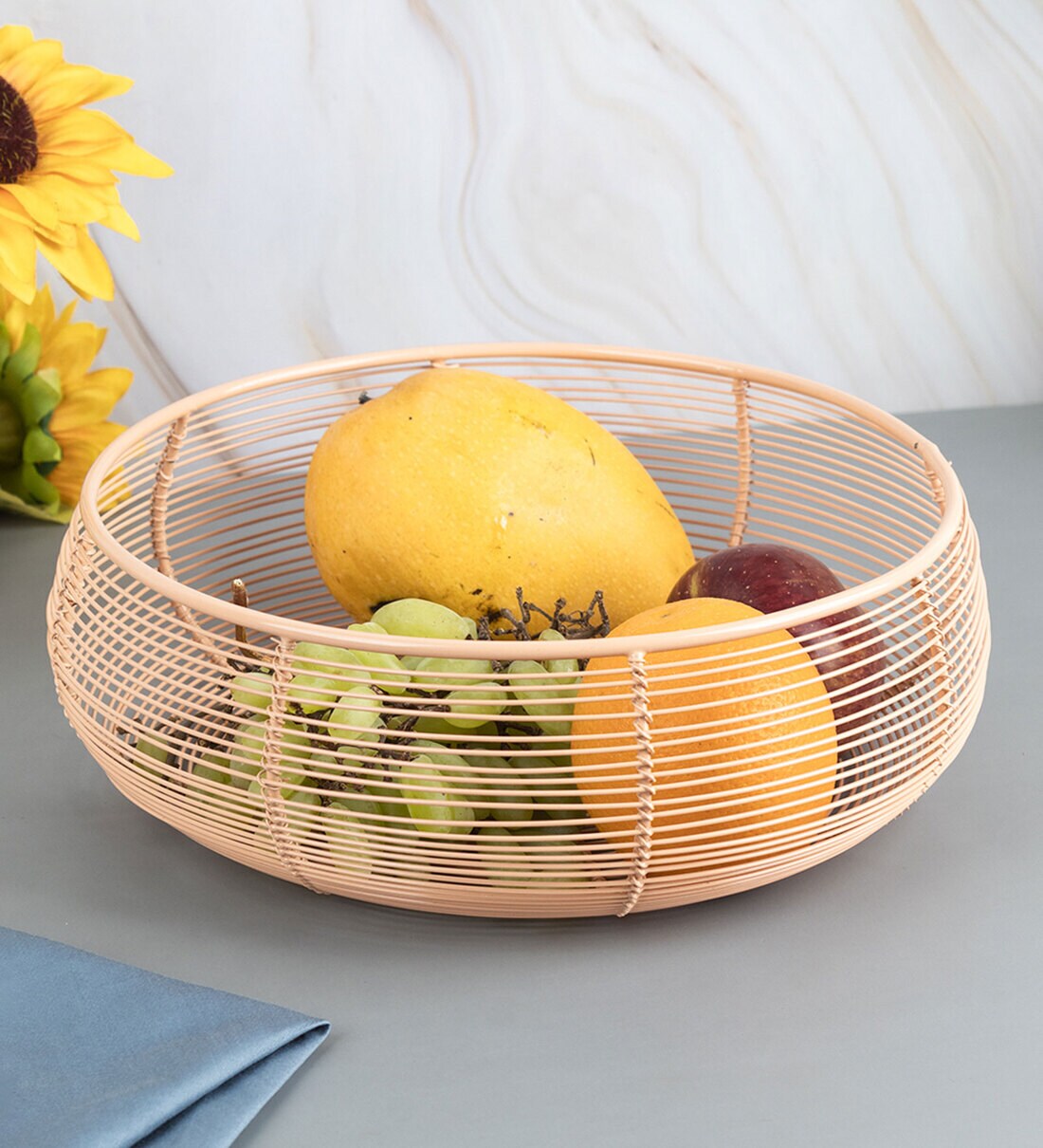 Buy Iron Peach Metal Wire Countertop Fruit Bowl By Market 99 Online ...
