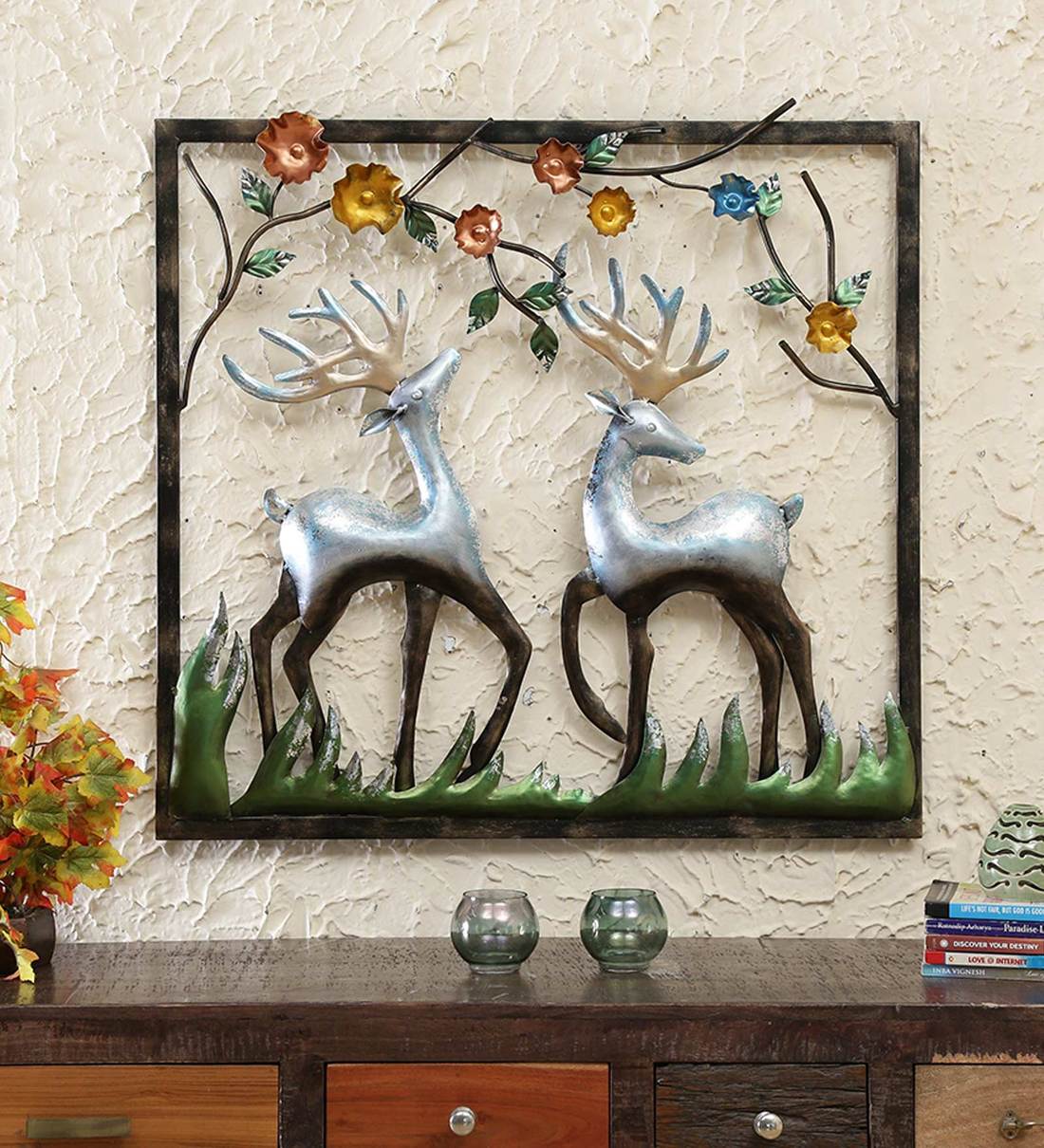 Buy Iron Reindeer Wall Art In Multicolour at 40% OFF by The Shining ...