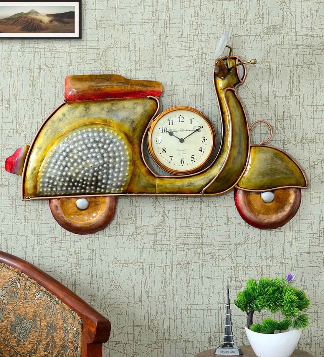 Buy Iron Wall Decorative Scooter With Clock at 32% OFF by Craft Tree ...