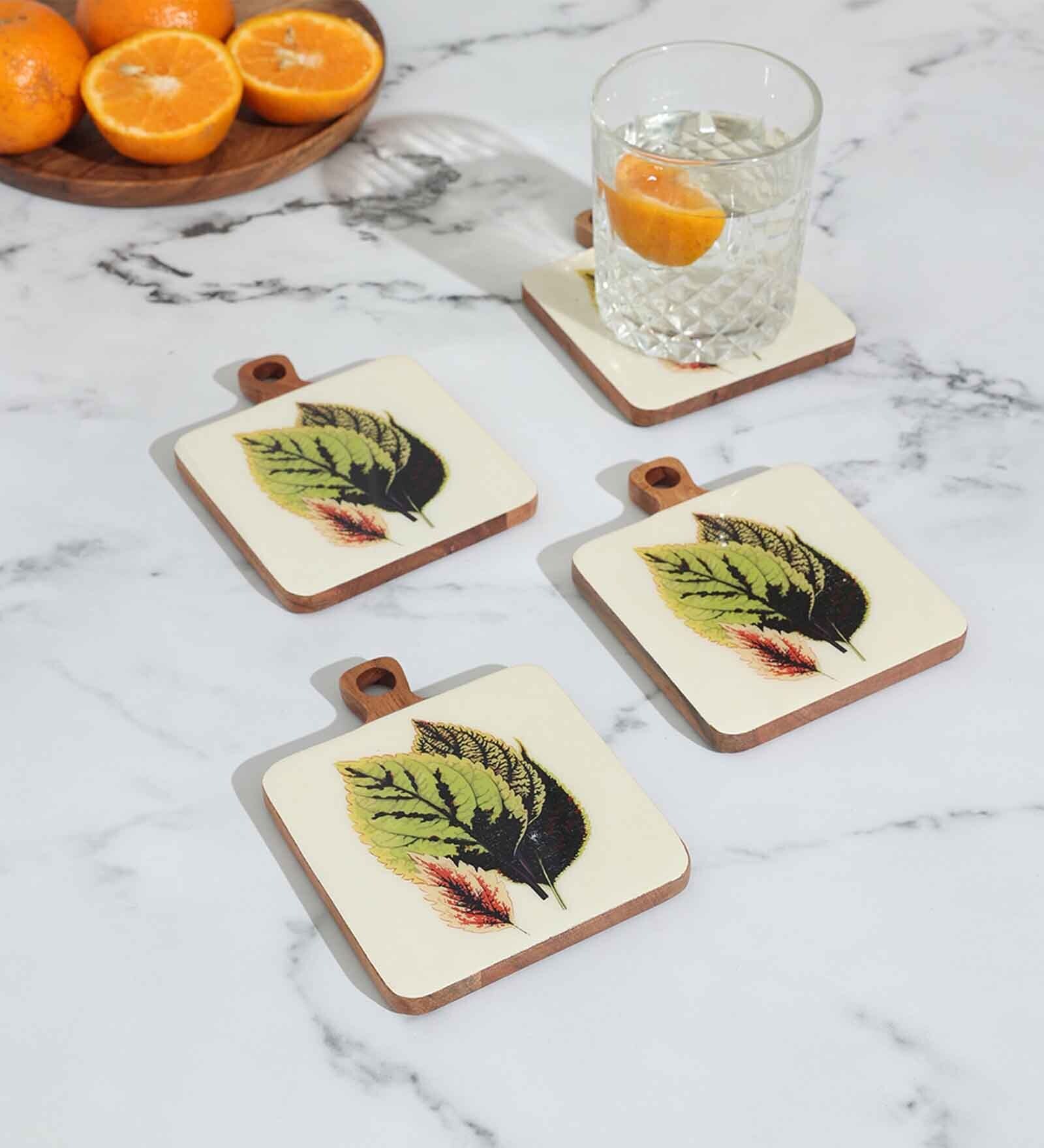 Buy White Acacia Wood (Set of 4) Enamel Coasters at 15% OFF by Ireka ...