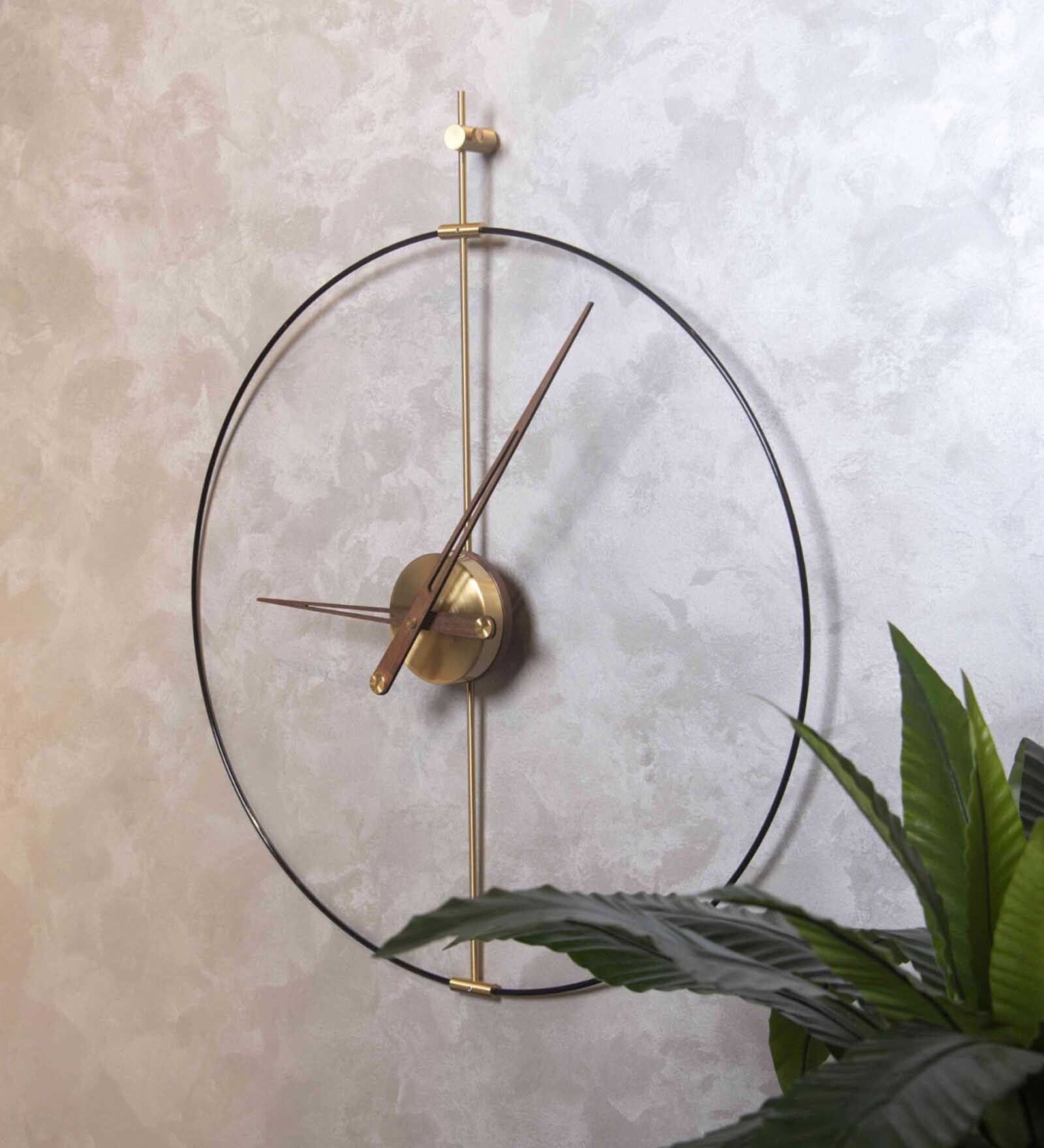 Buy Iron Circle Over Wall Clock In Gold And Black By Curiocasa Online ...