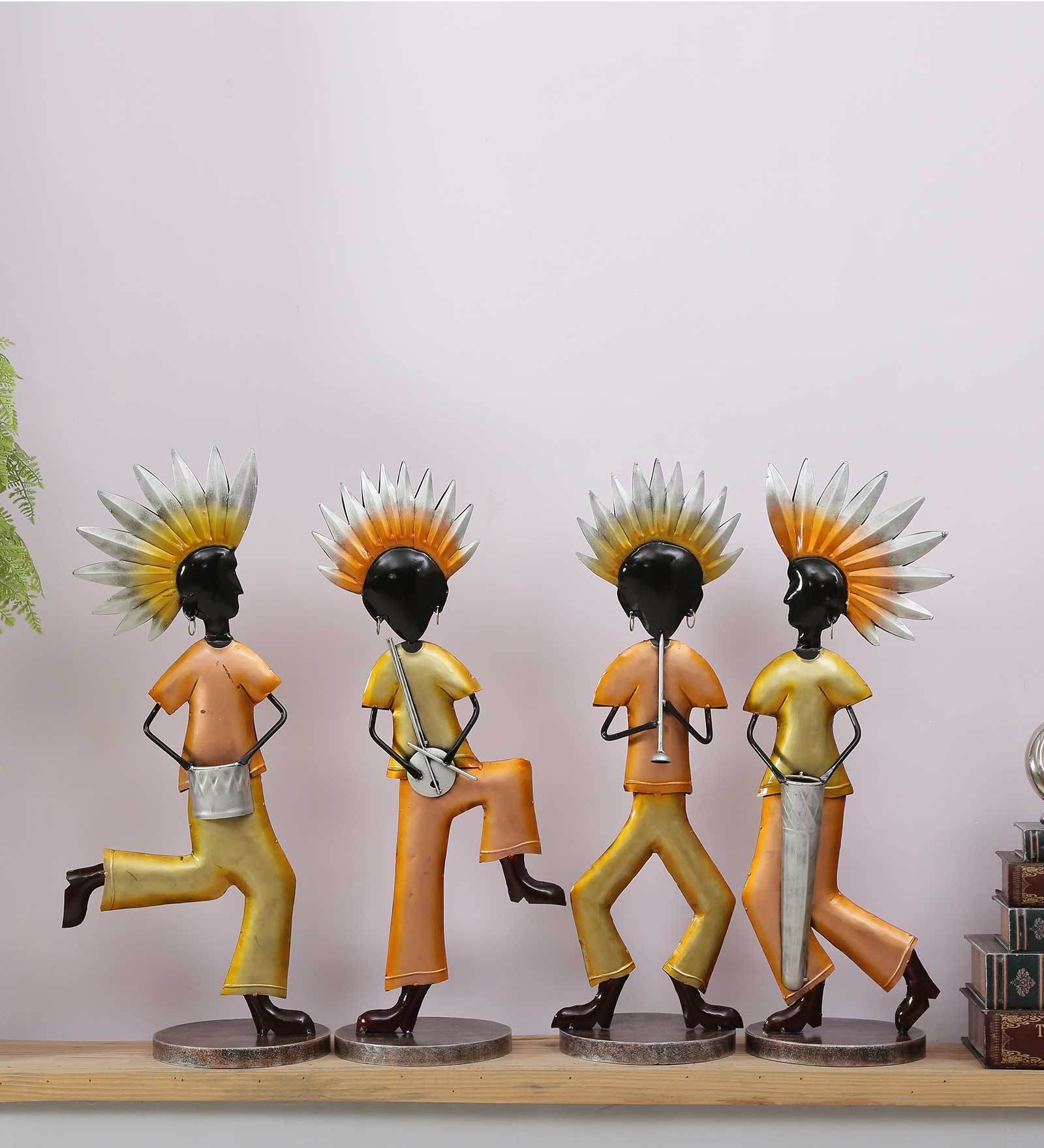 Buy Iron Painted Modern African Musicians Set Of 4 By Jasolika ...