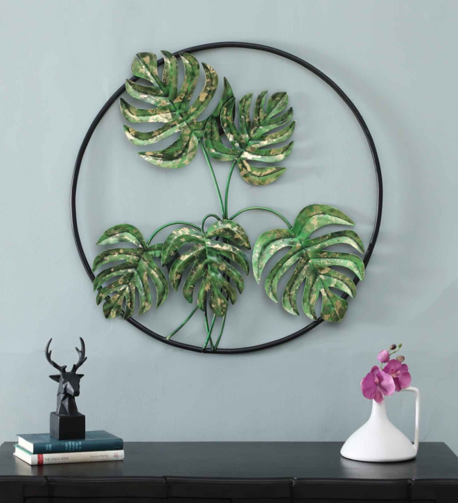 Buy Iron Palm Leaf In Ring Leaf & Flower Metal Wall Art By Kaptown ...