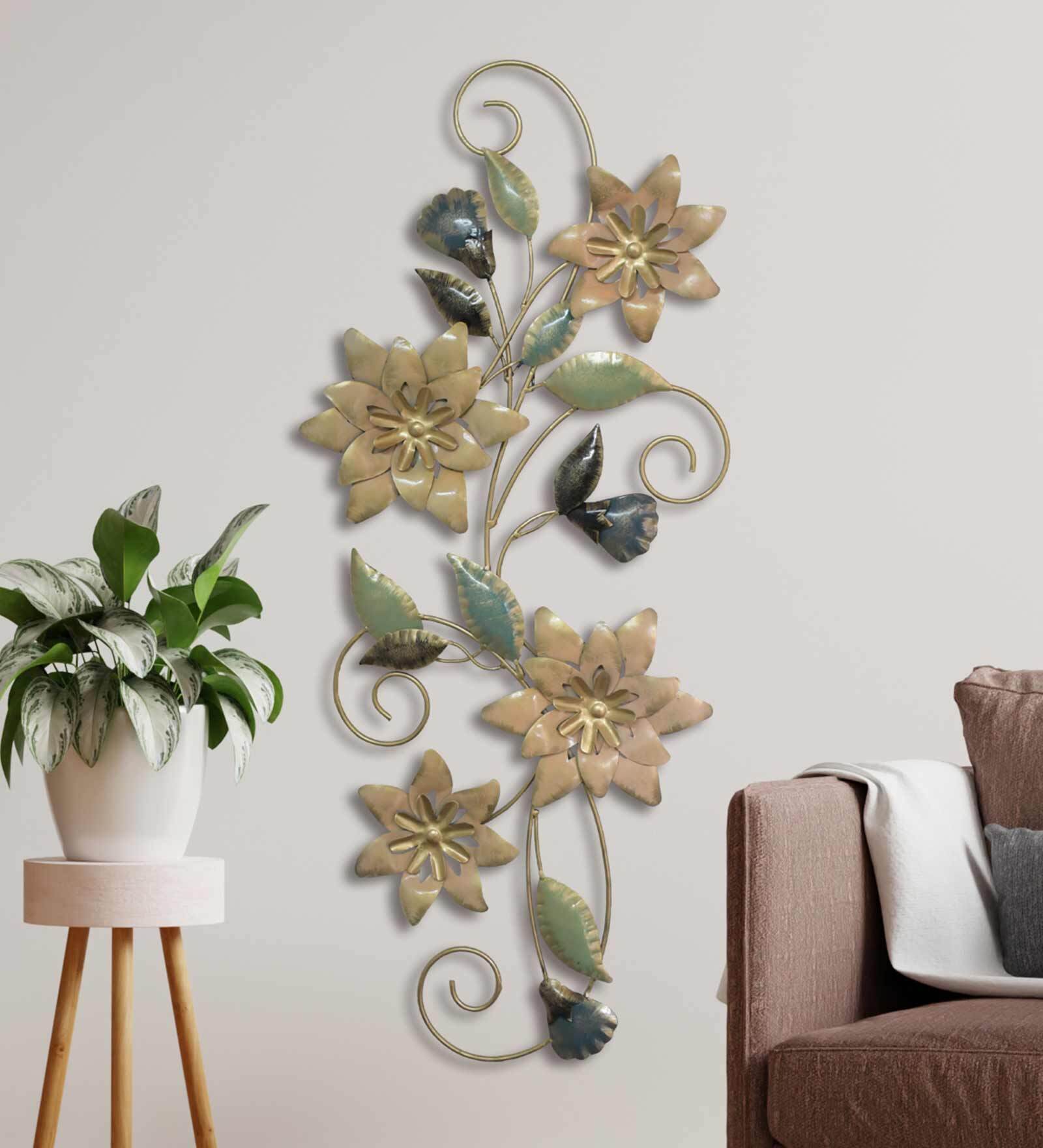 Buy Iron Pink Flower Vine Wall Art at 20% OFF by Hanable India | Pepperfry