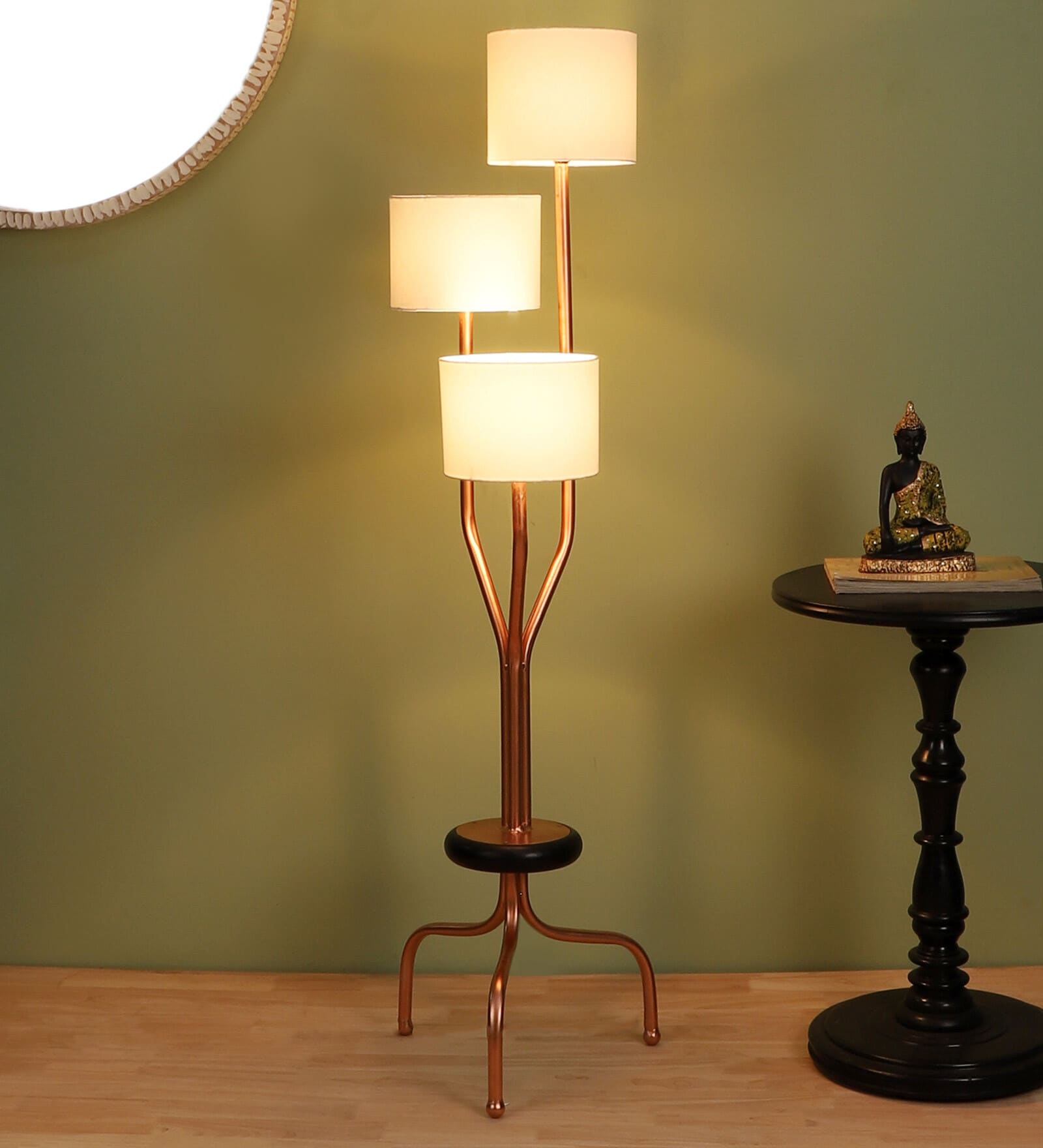 Buy Avignon White Cotton Shade Novelty Floor Lamp With Metal Base By ...