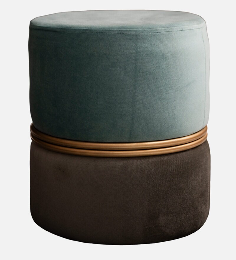 Buy Iris Squeeze Pouffe In Blue And Grey Colour By CurioCasa Online ...