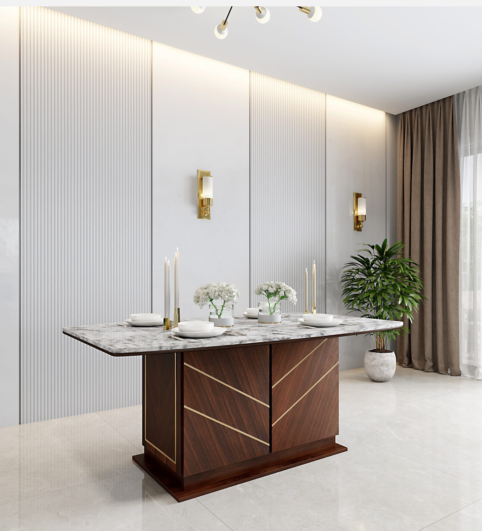 Buy Isabella Granite 8 Seater With Storage Dining Tables in Brown ...