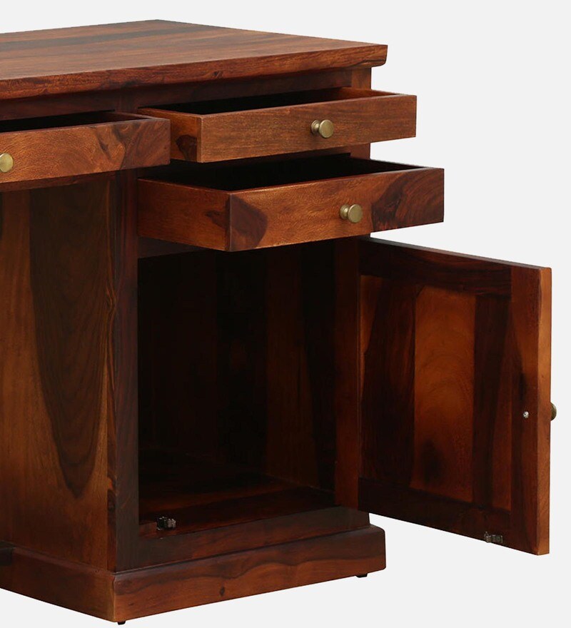 Buy Bickington Sheesham Wood Writing Table In Honey Oak Finish By ...