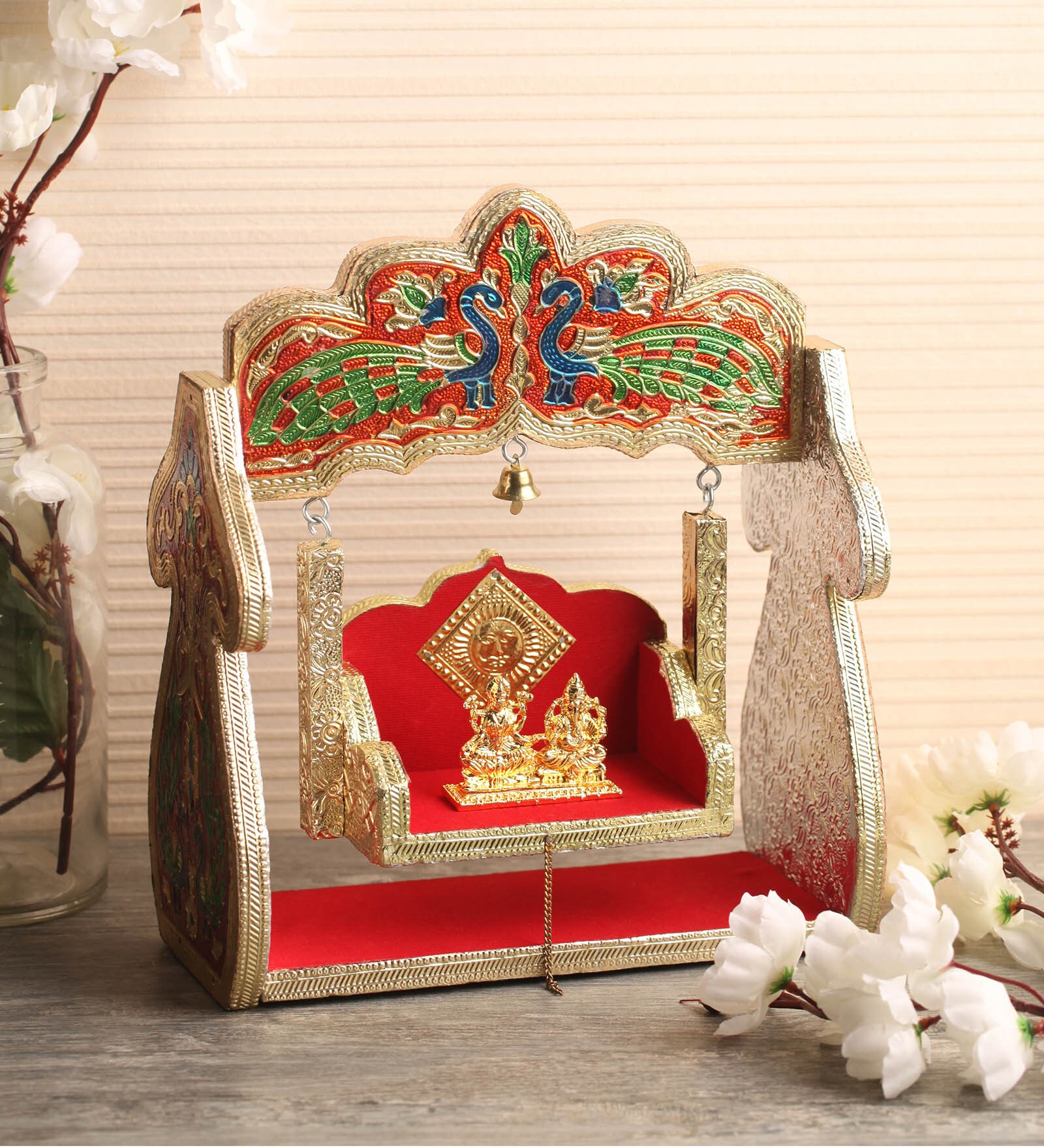 Buy Itiha Multicolour Wood Designer Krishna Jhula Online - Festive ...