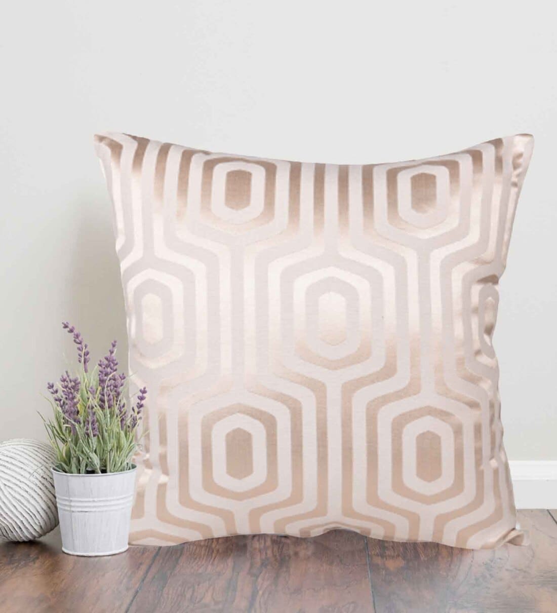 Buy Ivory Geometric Cotton 18 x 18 Inches Cushion Cover by Sivya by ...
