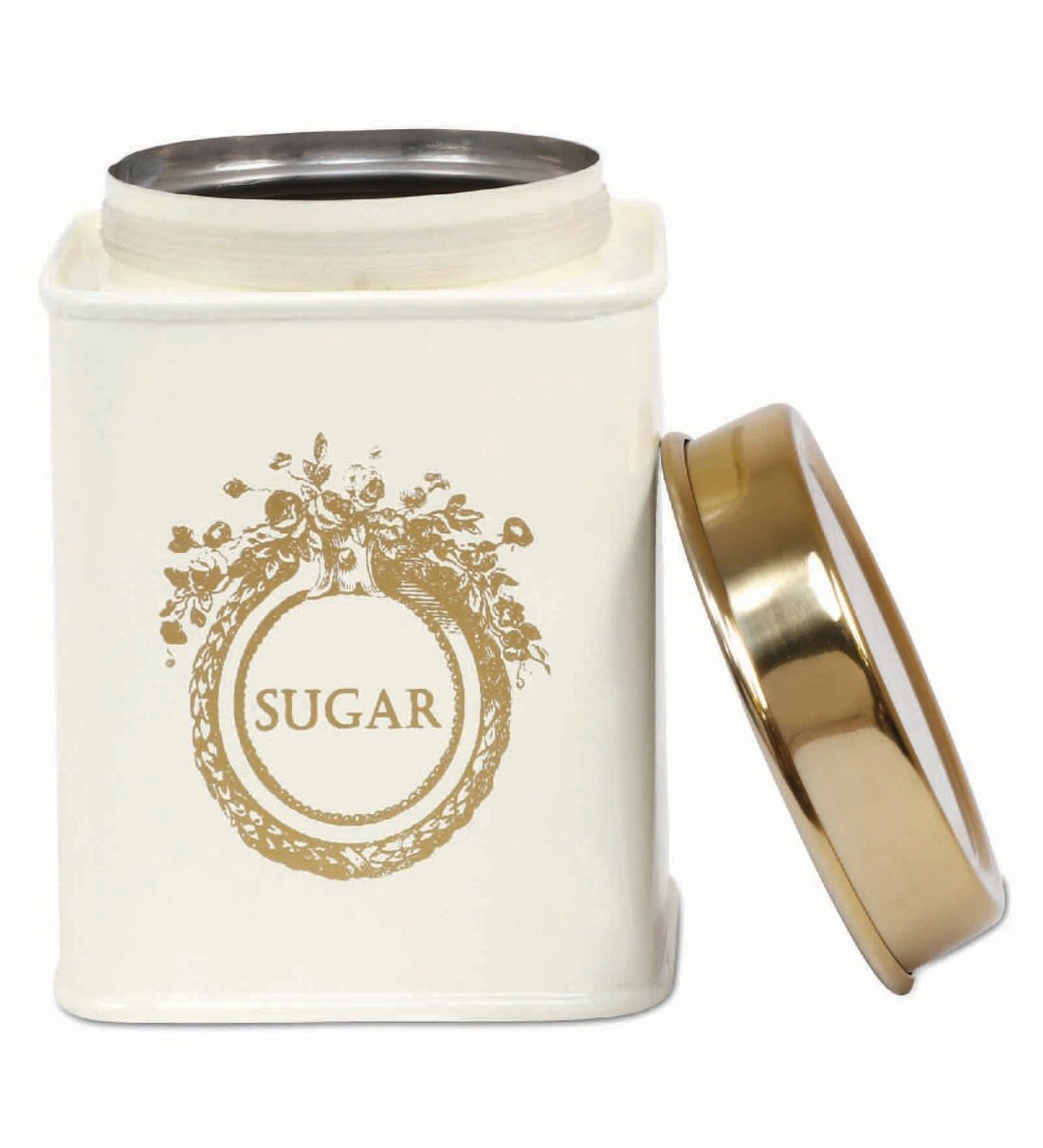 Buy Ivory Finish Steel Storage Canisters Set of 2 By Living With Elan ...