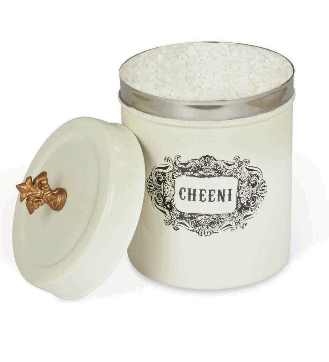 Buy Ivory Finish Steel Storage Canisters Set of 3 By Living With Elan ...