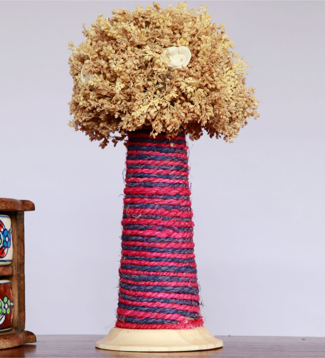 Buy Ivory Tree With Sola Flowers On A Conical Coir Stem And Wooden Base ...