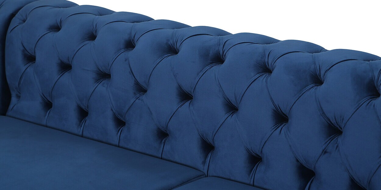 Buy Ivanka Velvet RHS Sectional Sofa in Royal Blue Colour by Vittoria ...