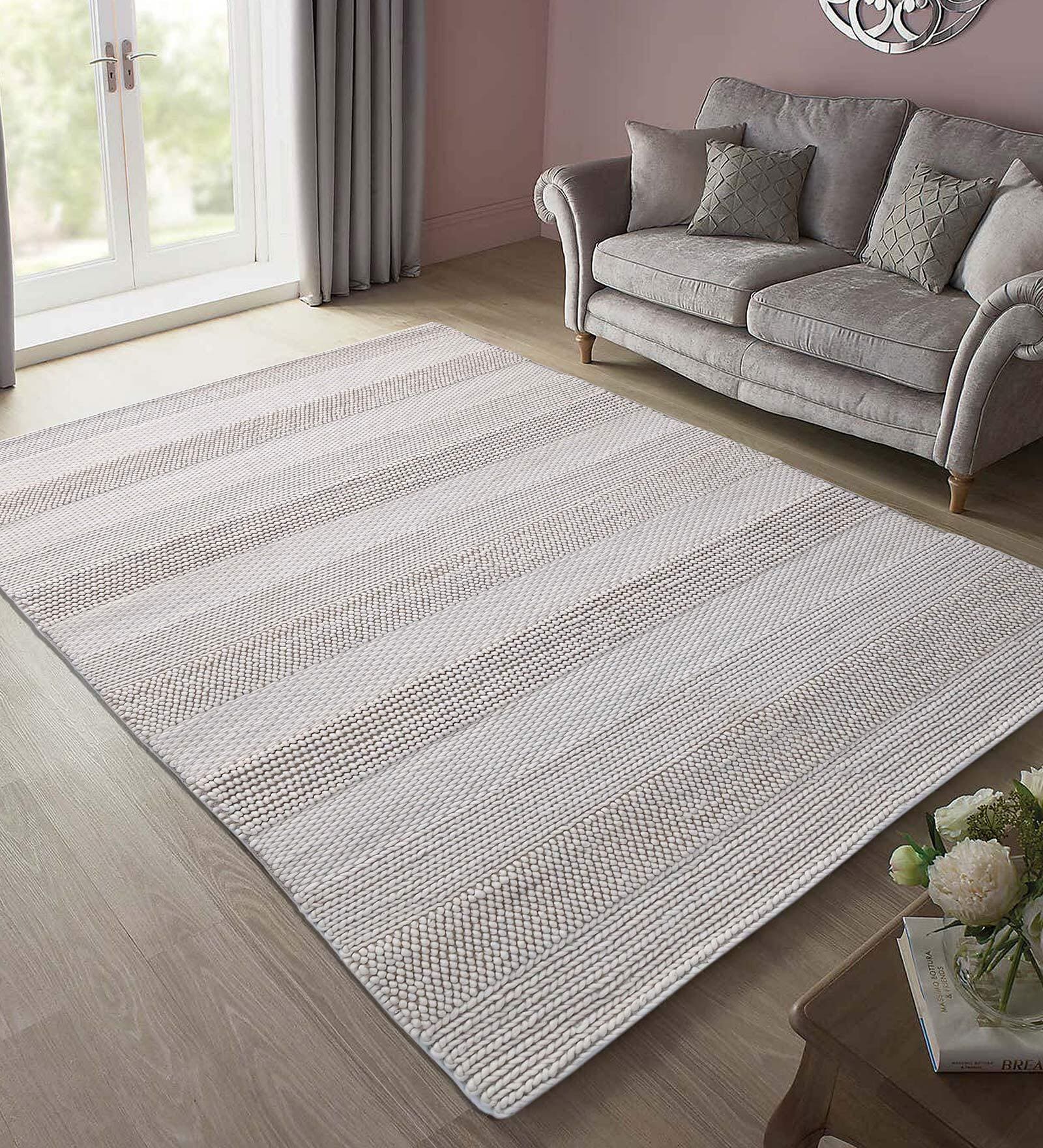 Buy Ivory Wool Abstract Hand Woven Carpet By Mahesh Exports at 29% OFF ...