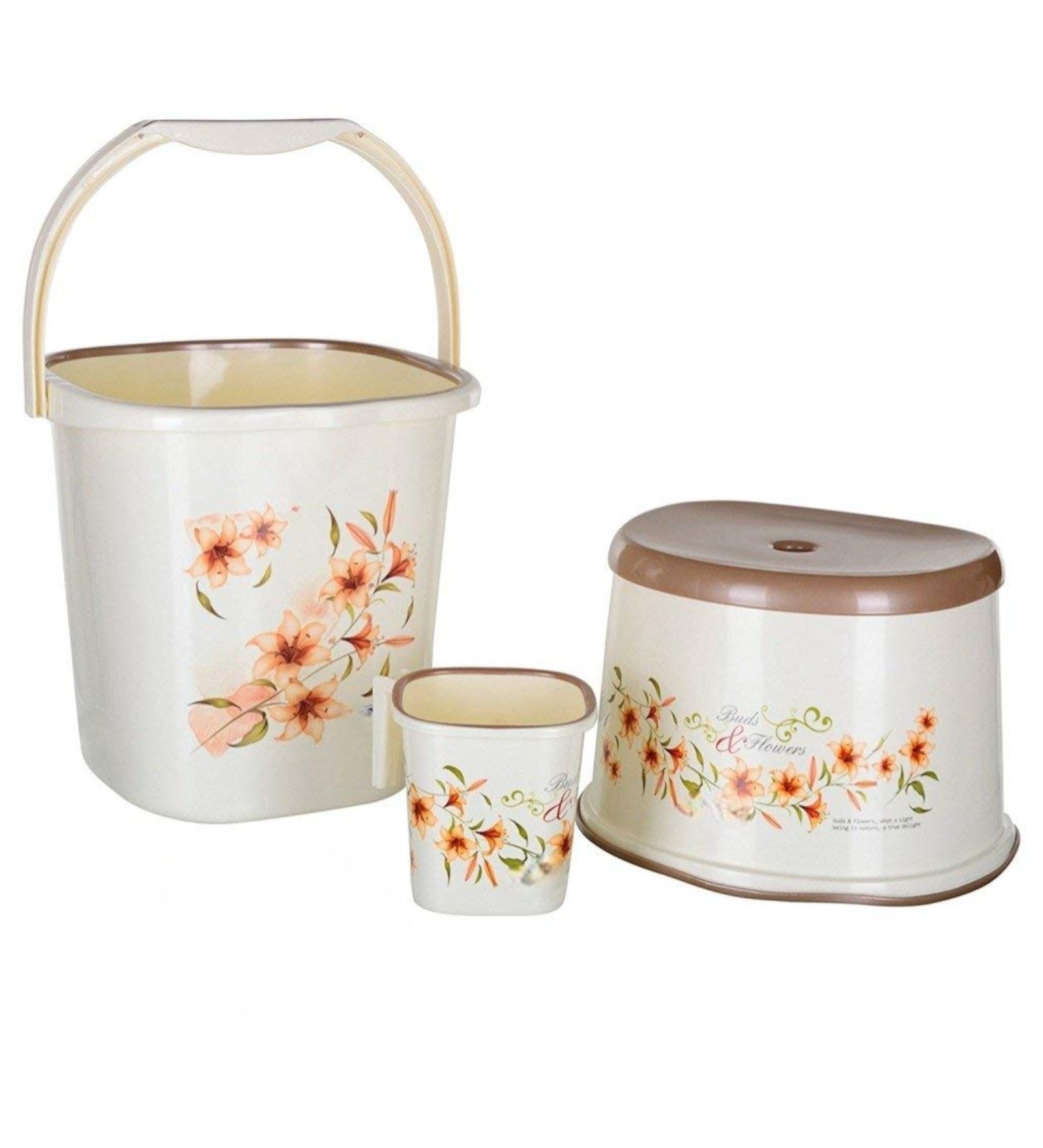 Buy Ivory 25 Ltr Polypropylene Bucket Set (Set of 3) by Regalo at 44% ...