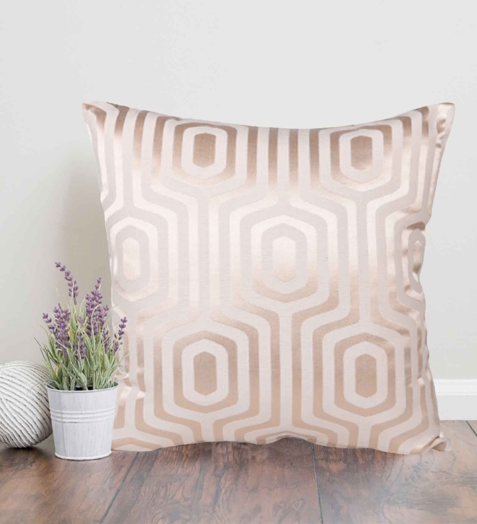 Buy Ivory Geometric Cotton 12 x 12 Inches Cushion Cover at 27% OFF by ...