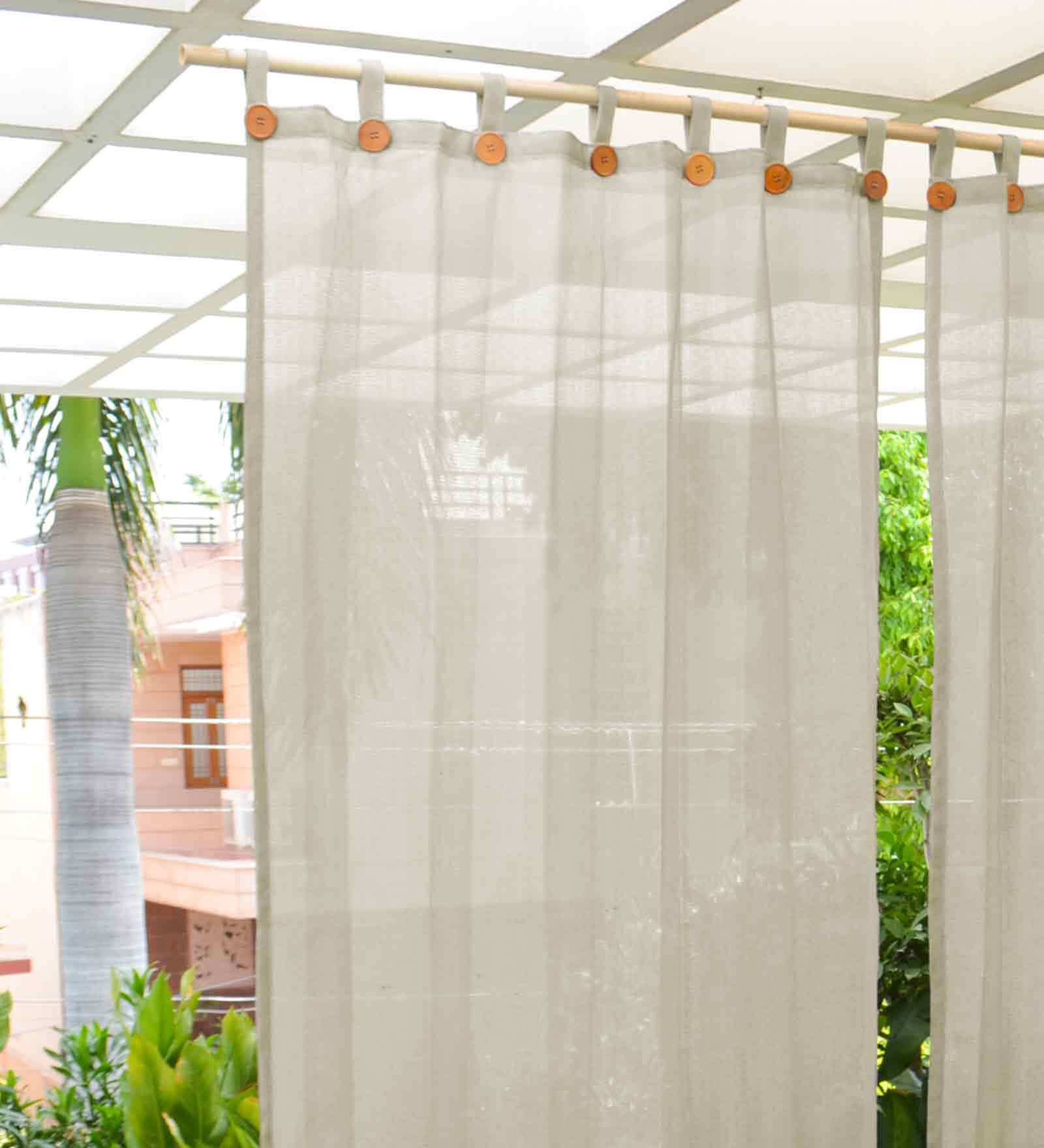 Buy Ivory HDPE Semisheer 4.5 Feet Rod Pocket Curtain (Set of 2) by ...