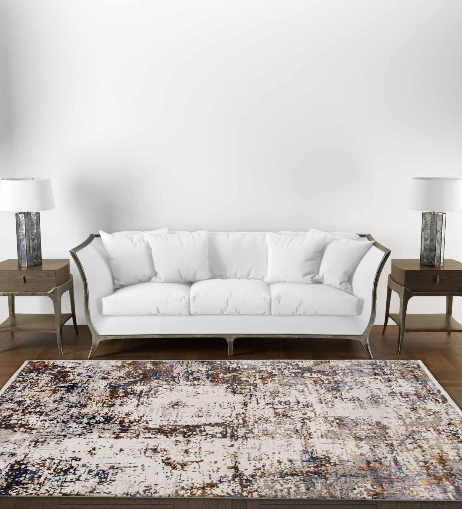Buy Ivory Polyester Abstract Machine Made Carpet By APCO at 37% OFF by ...